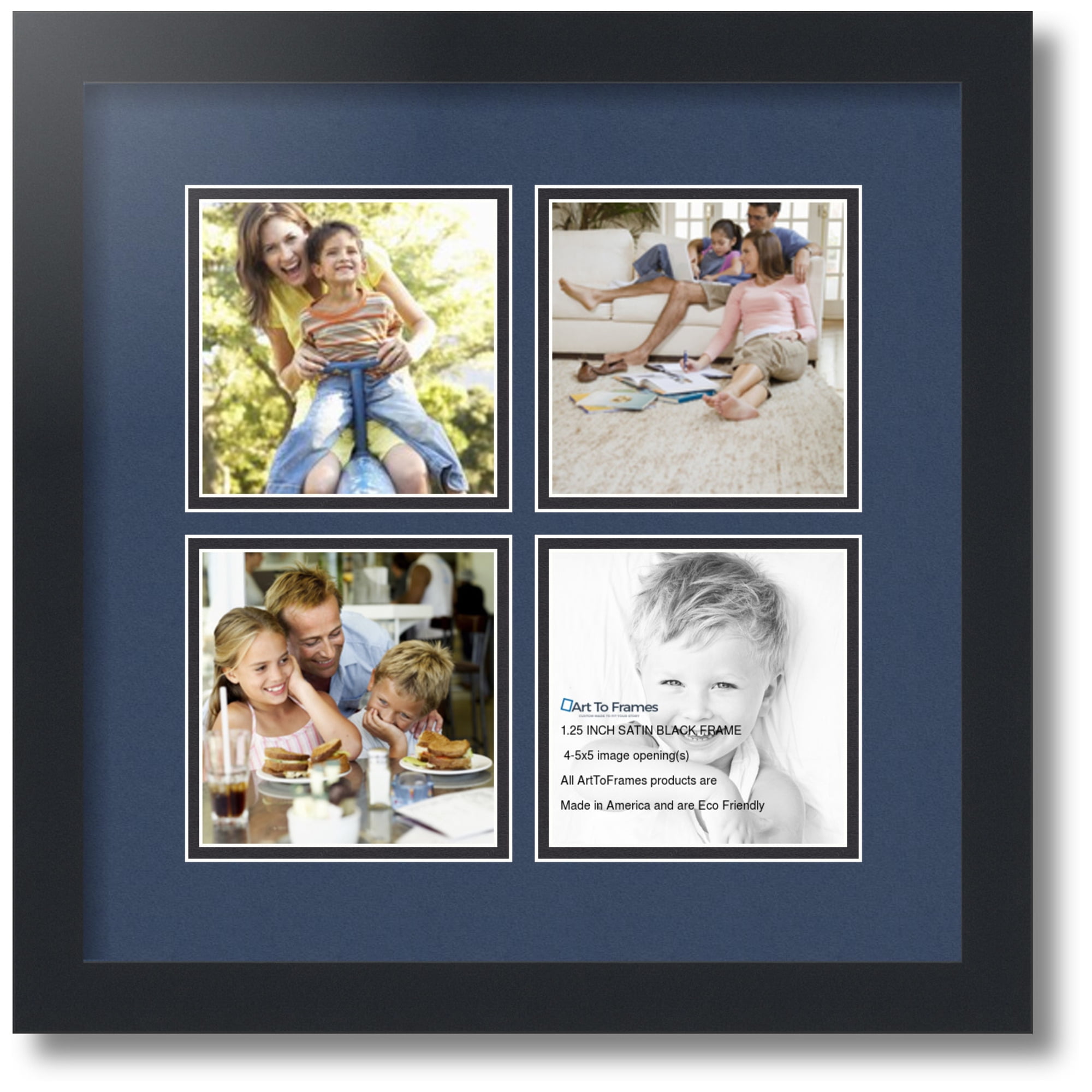 ArtToFrames Collage Photo Picture Frame with 4 - 5x5" Openings, Framed ...