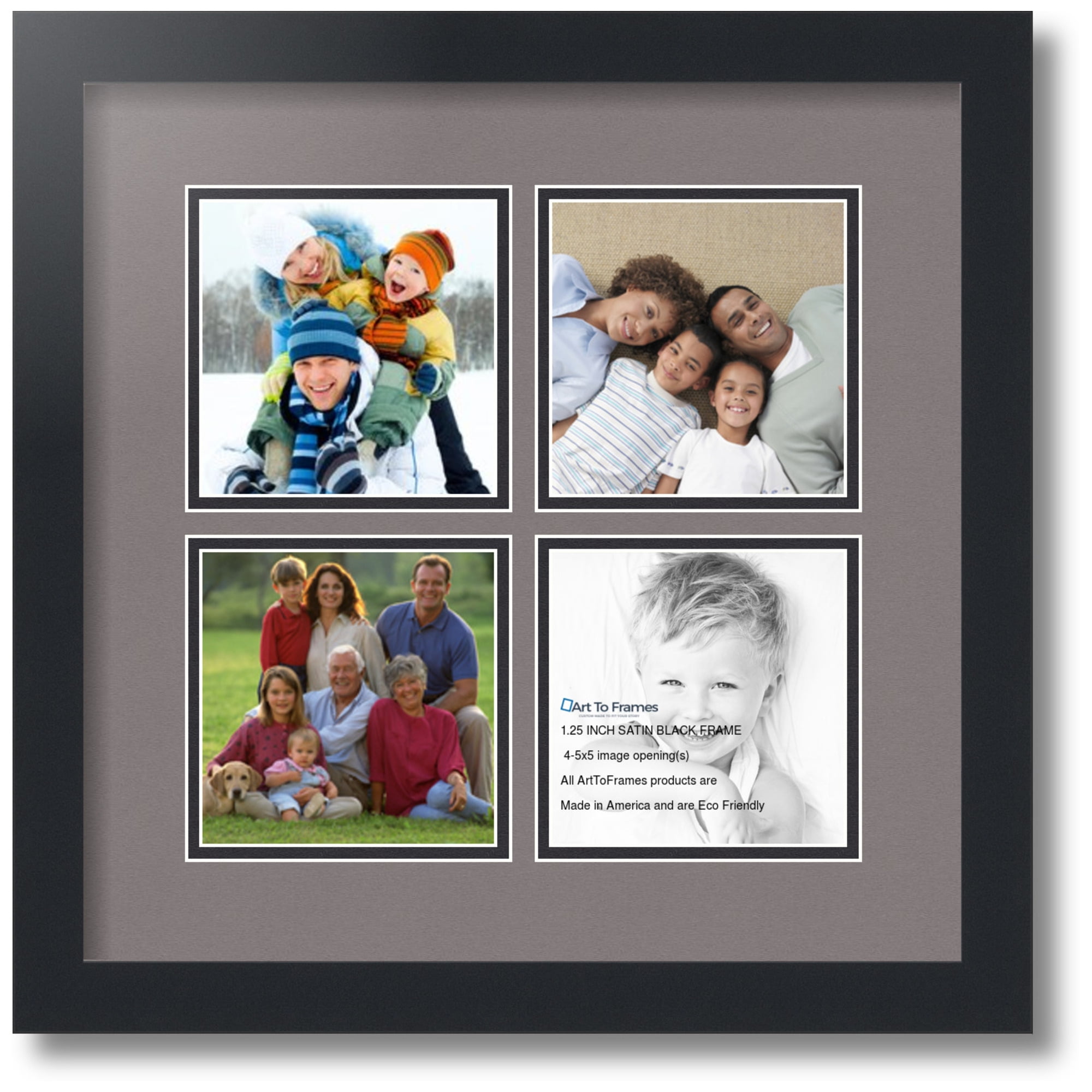 ArtToFrames Collage Photo Picture Frame with 4 - 5x5" Openings, Framed ...