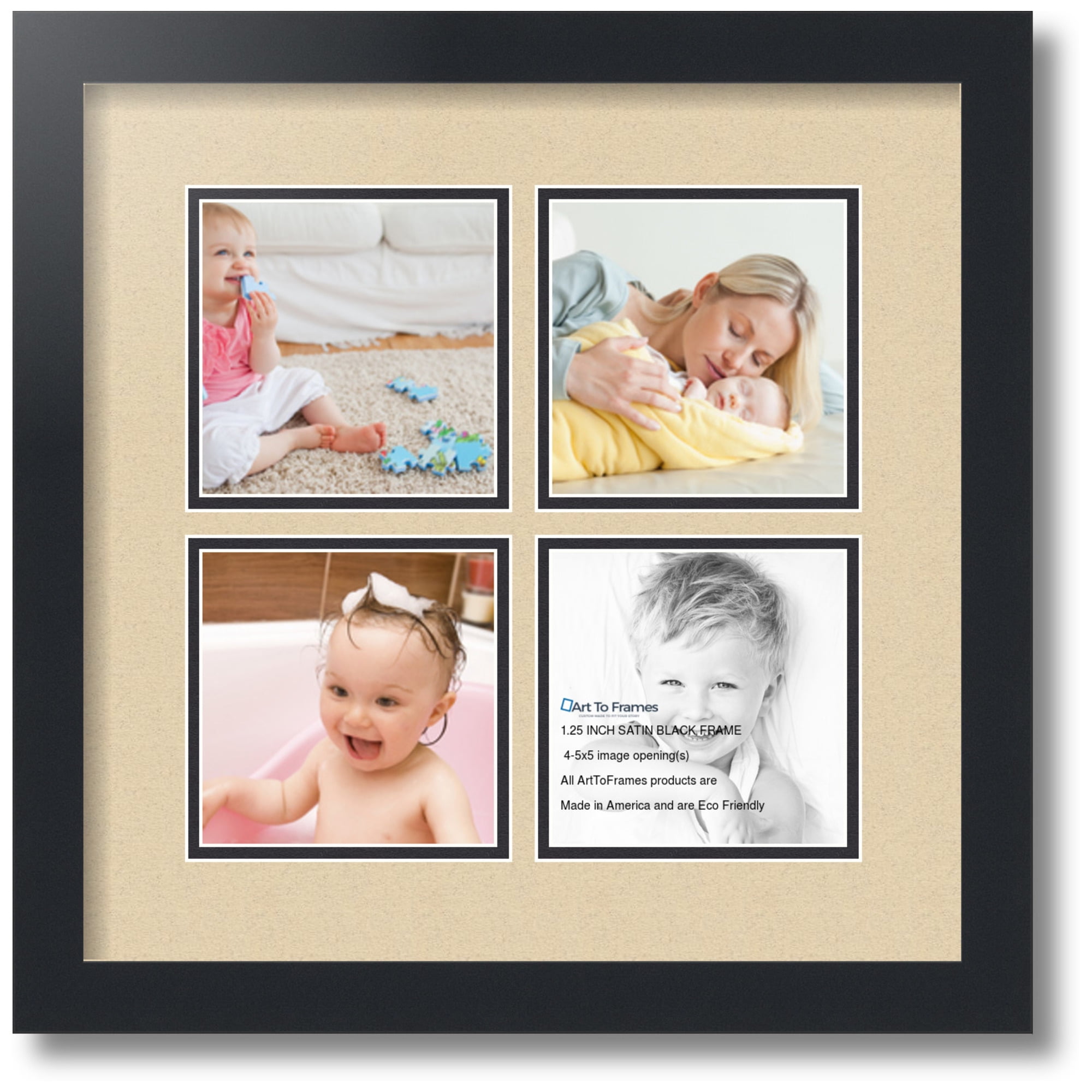 ArtToFrames Collage Photo Picture Frame with 4 - 5x5" Openings, Framed ...