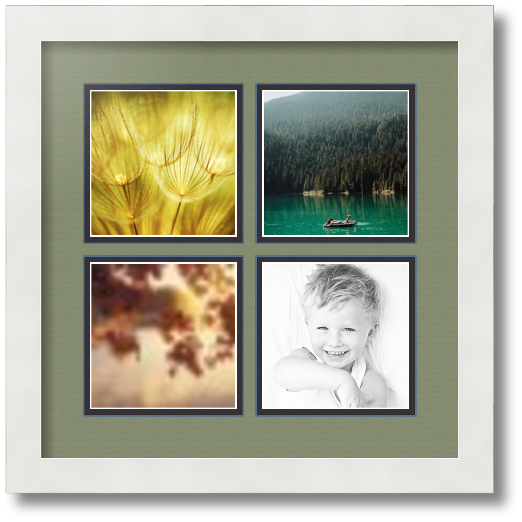 ArtToFrames Collage Photo Picture Frame with 4 - 5x5 Openings, Framed ...