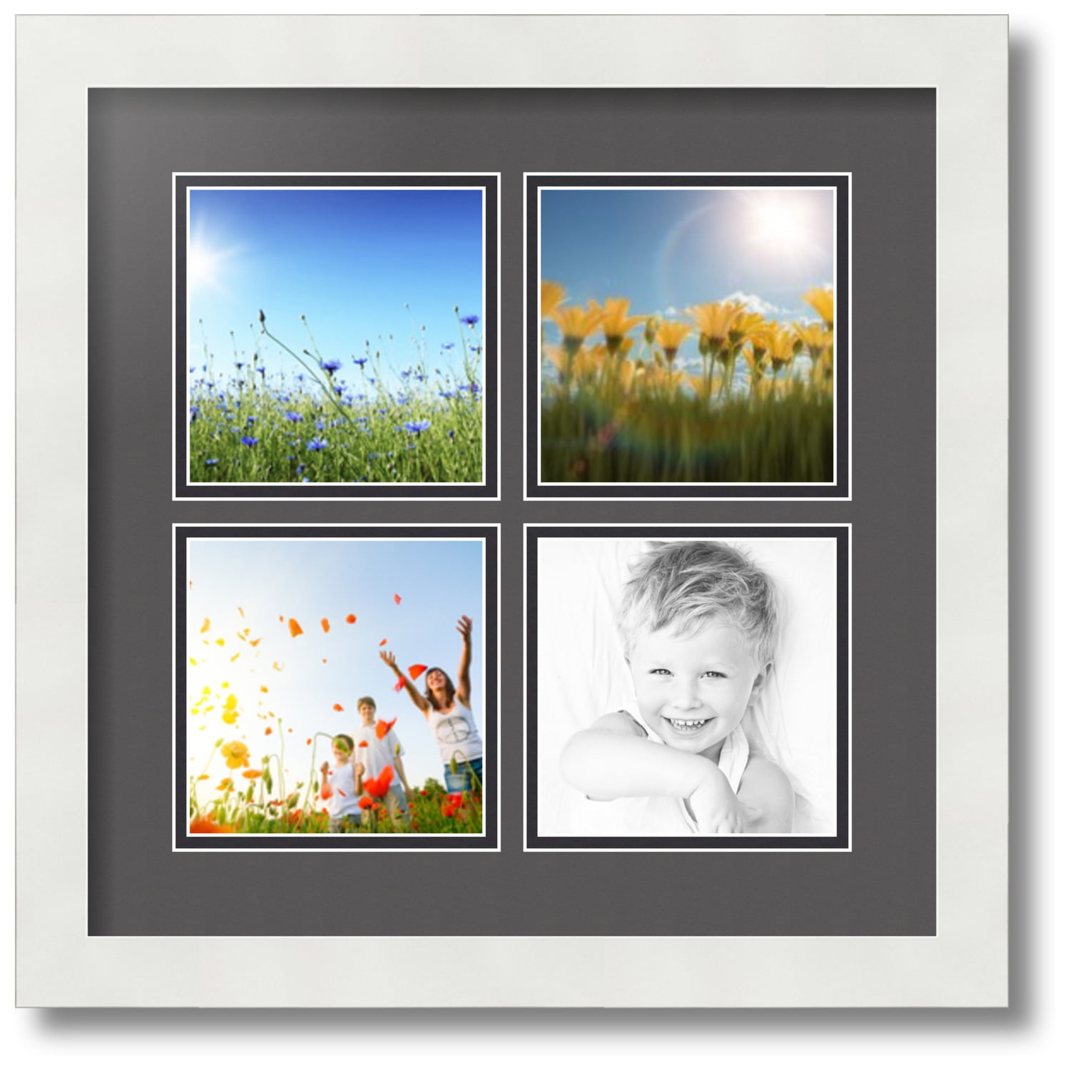 ArtToFrames Collage Photo Picture Frame with 4 - 5x5 Openings, Framed ...