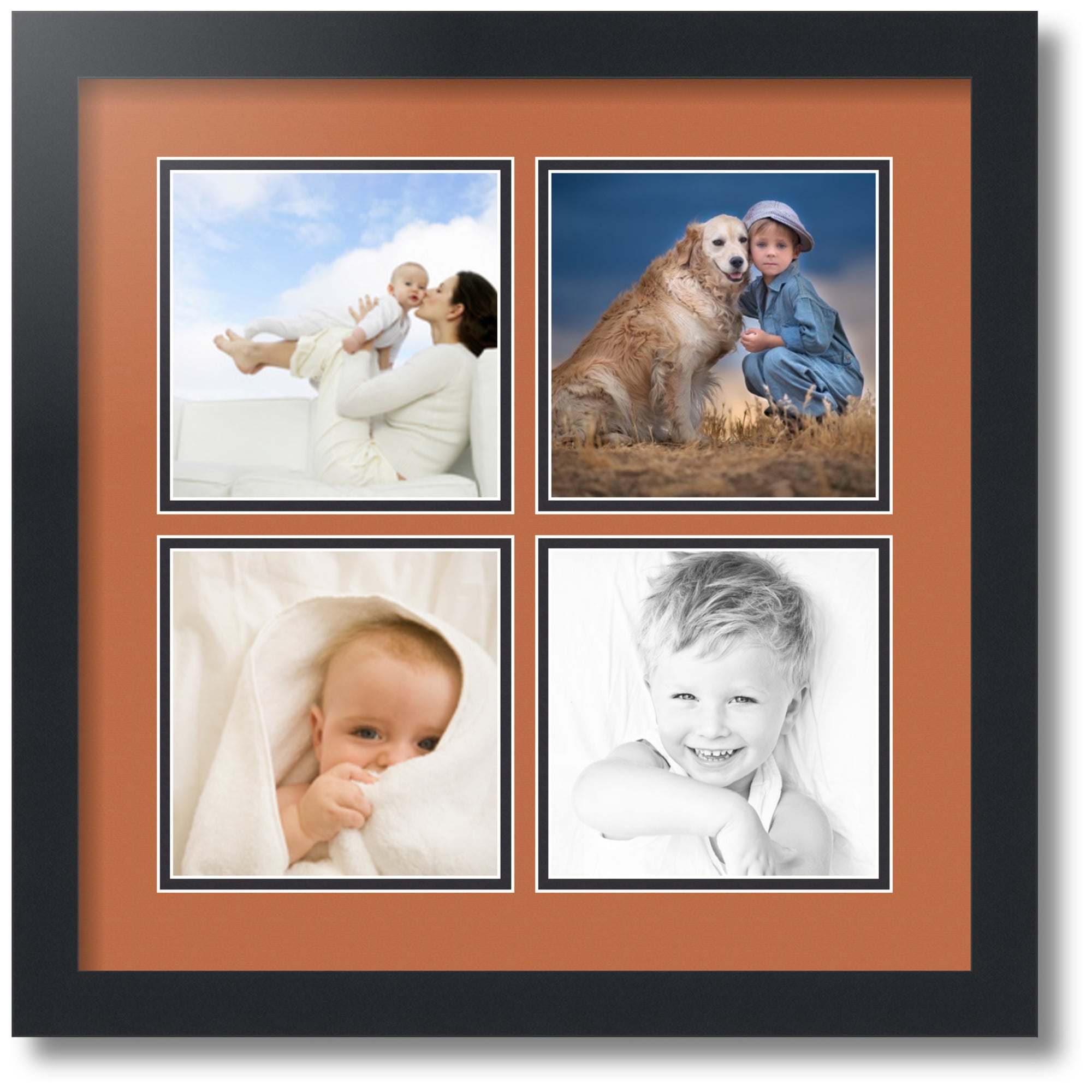 ArtToFrames Collage Photo Picture Frame with 4 - 6x6" Openings, Framed ...