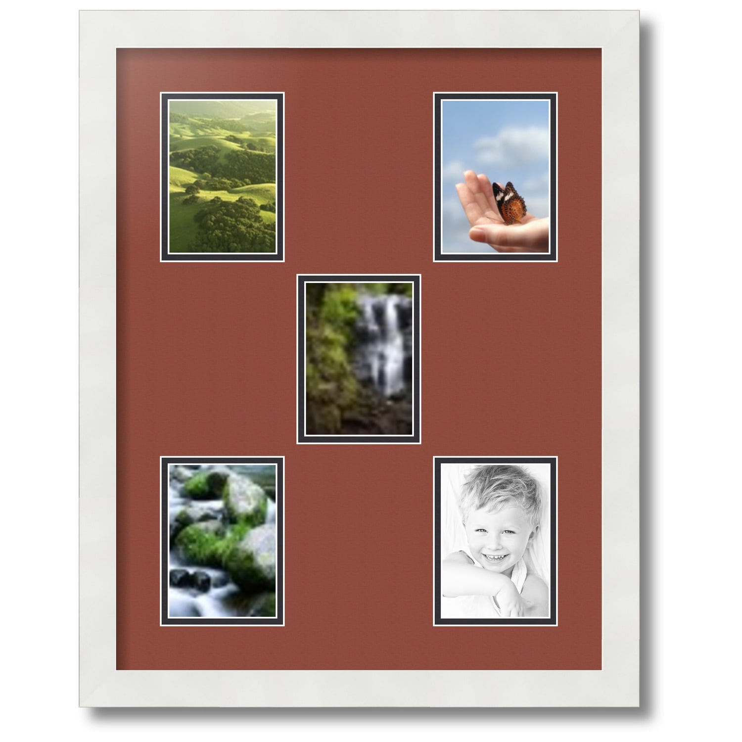 ArtToFrames Collage Photo Picture Frame with 5 - 3.5x5 Openings, Framed ...
