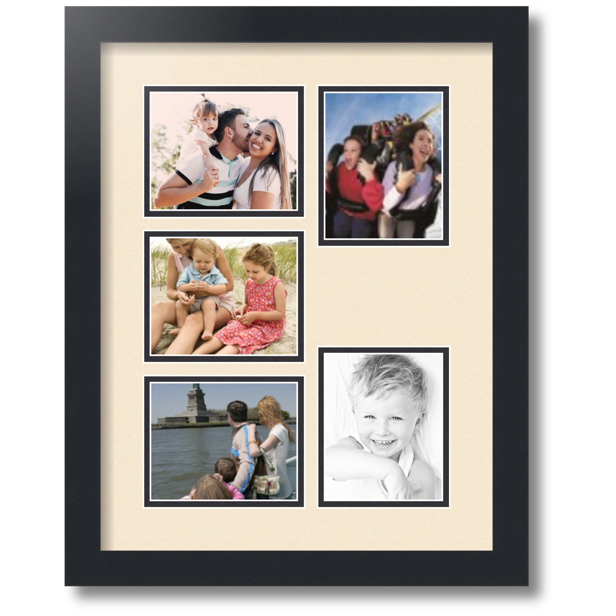 ArtToFrames Collage Photo Picture Frame with 5 - 4x5" Openings, Framed in Black with Alabaster ...