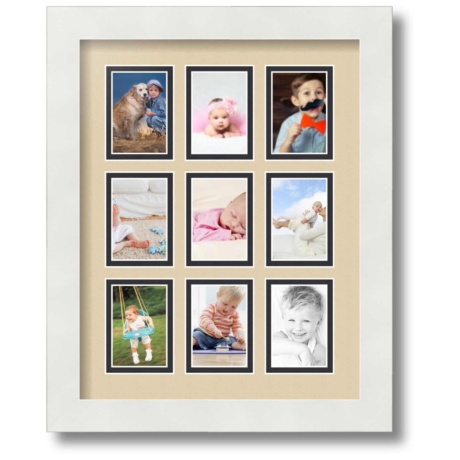ArtToFrames Collage Photo Picture Frame with 9 - 2x3 Openings, Framed ...