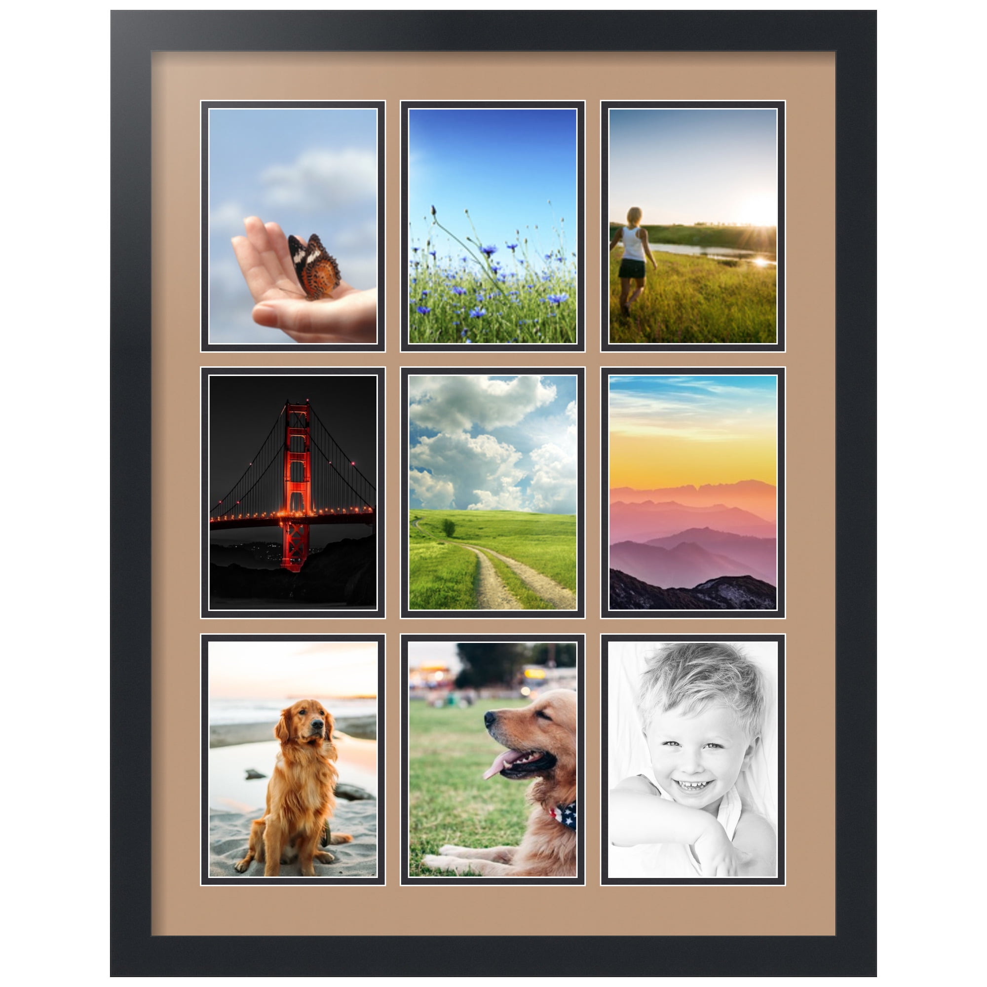 ArtToFrames Collage Photo Picture Frame with 9 - 5x7" Openings, Framed ...