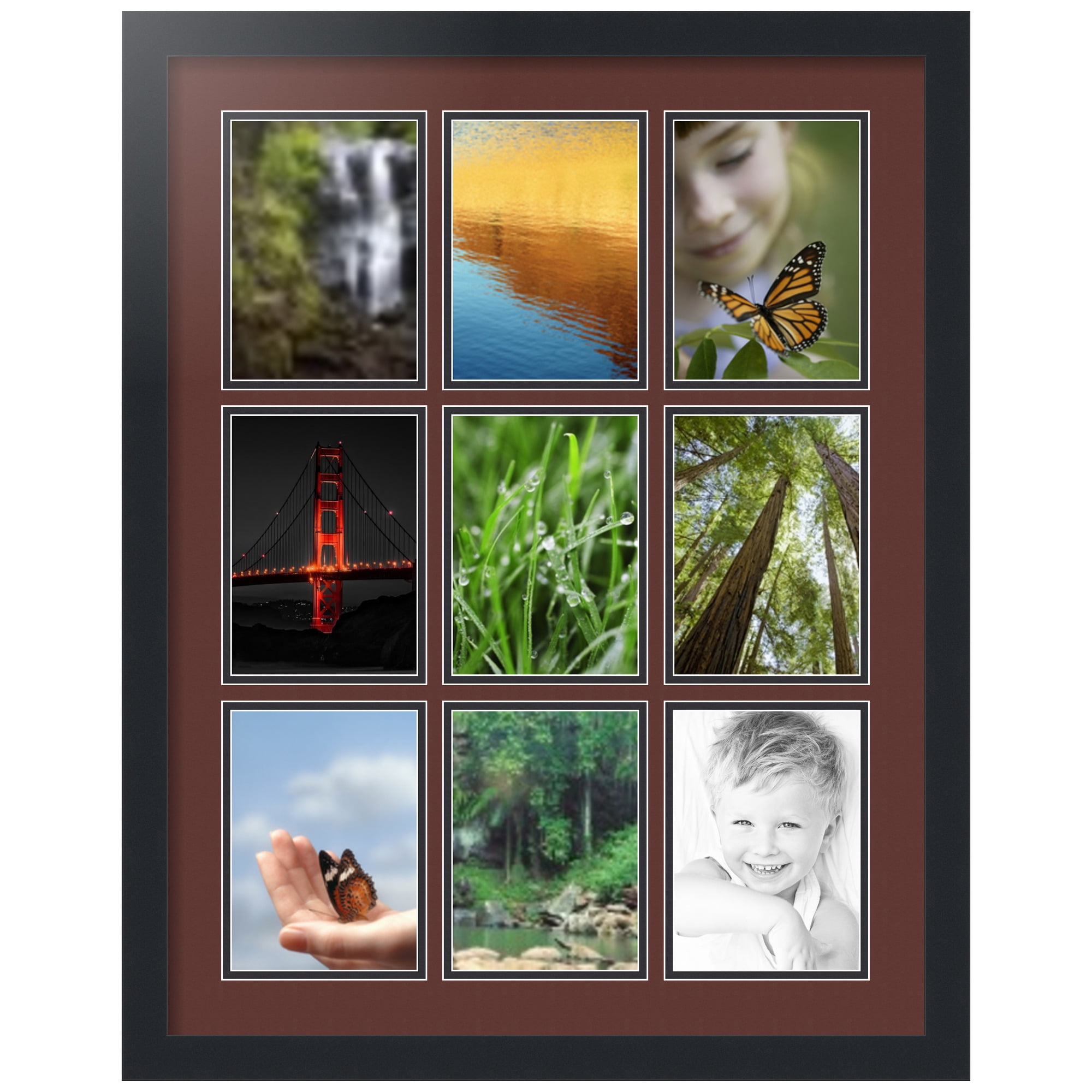 ArtToFrames Collage Photo Picture Frame with 9 - 5x7" Openings, Framed ...