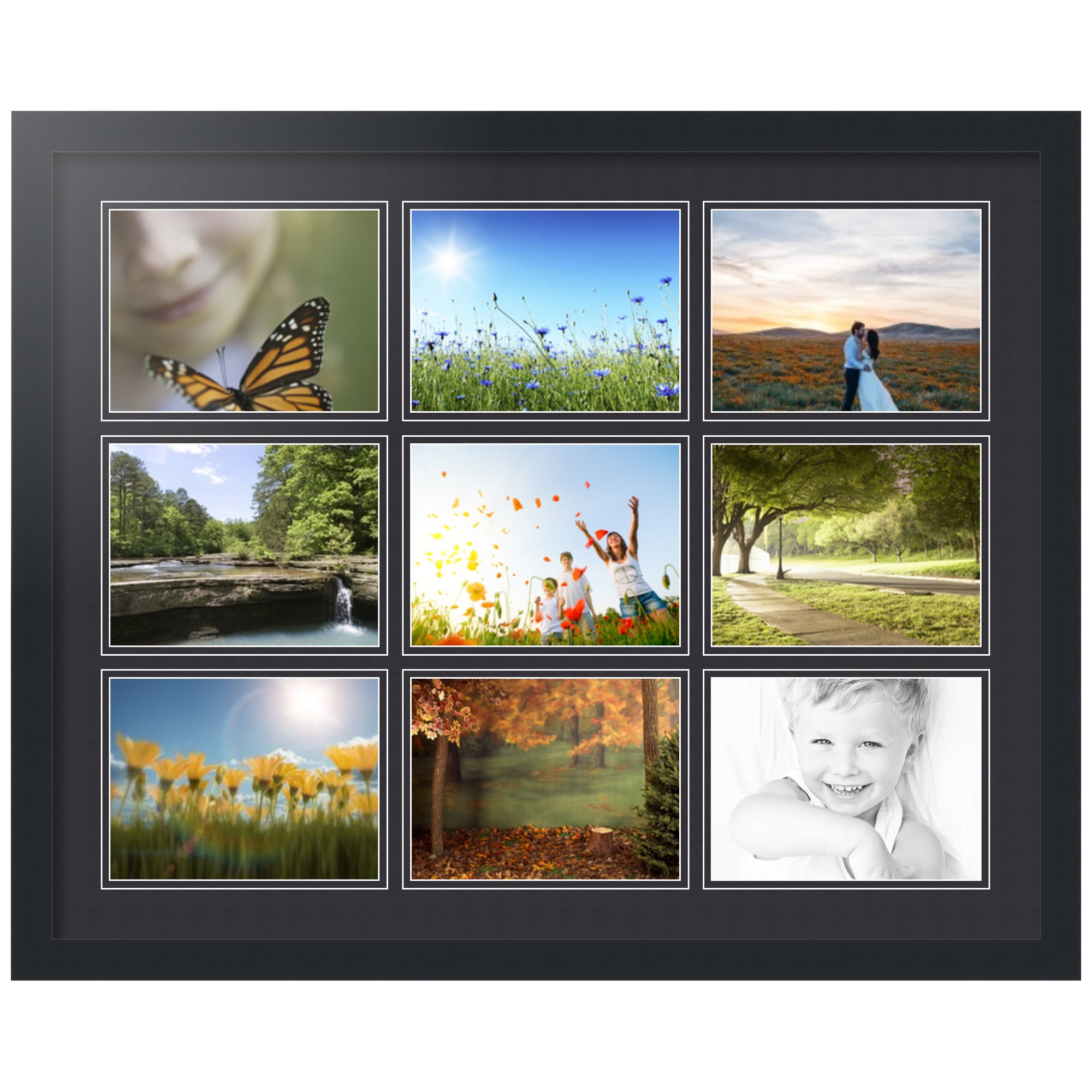 ArtToFrames Collage Photo Picture Frame with 9 - 6x8" Openings, Framed in Black with Black and ...