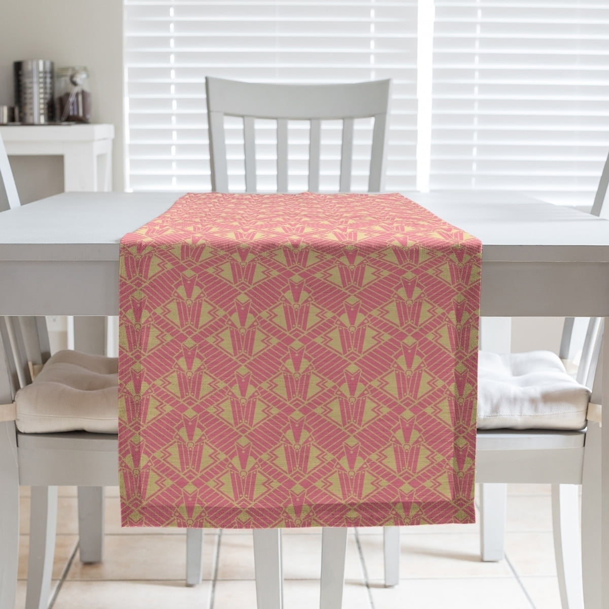 ArtVerse Classic Art Deco Table Runner Pink & Yellow 16 x 72 - Walmart.com