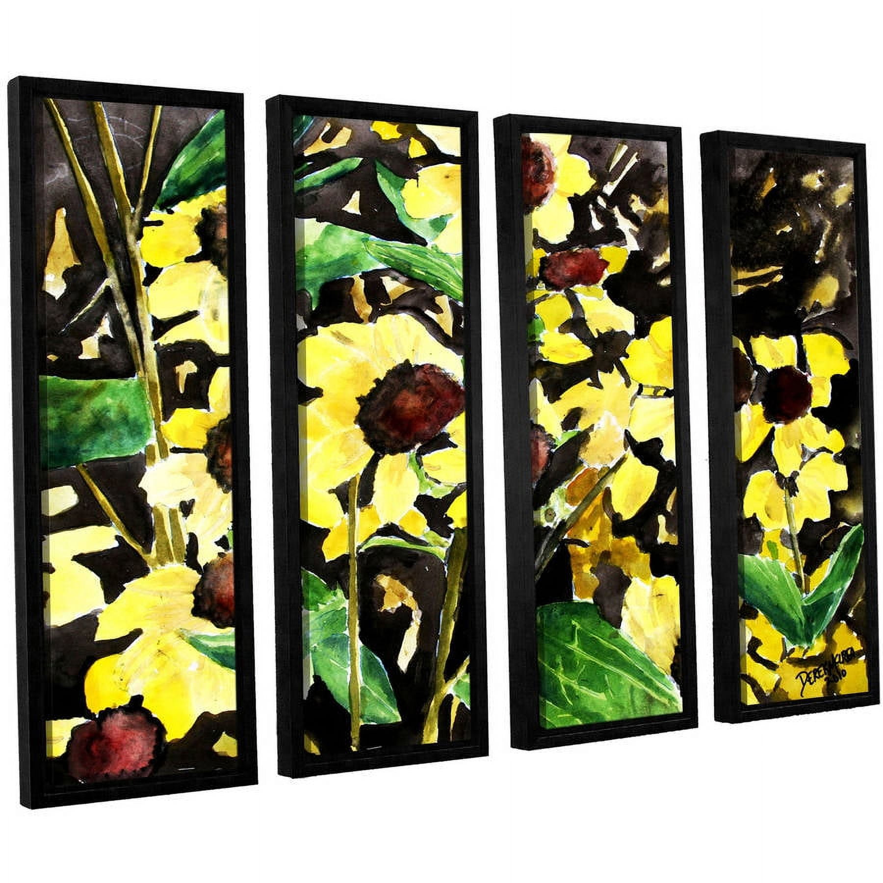 ArtWall Derek Mccrea "Black Eyed Susan" 4-Piece Floater-framed Canvas ...