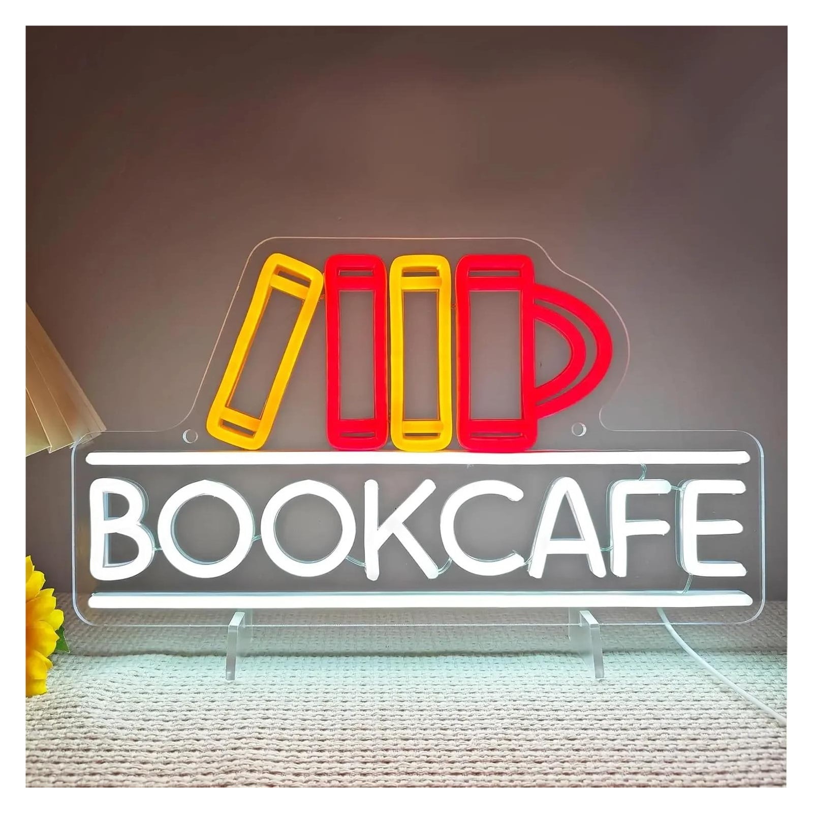 Artalst Book Cafe Neon Sign For Bookstore Coffee Shop Home Library Wall ...