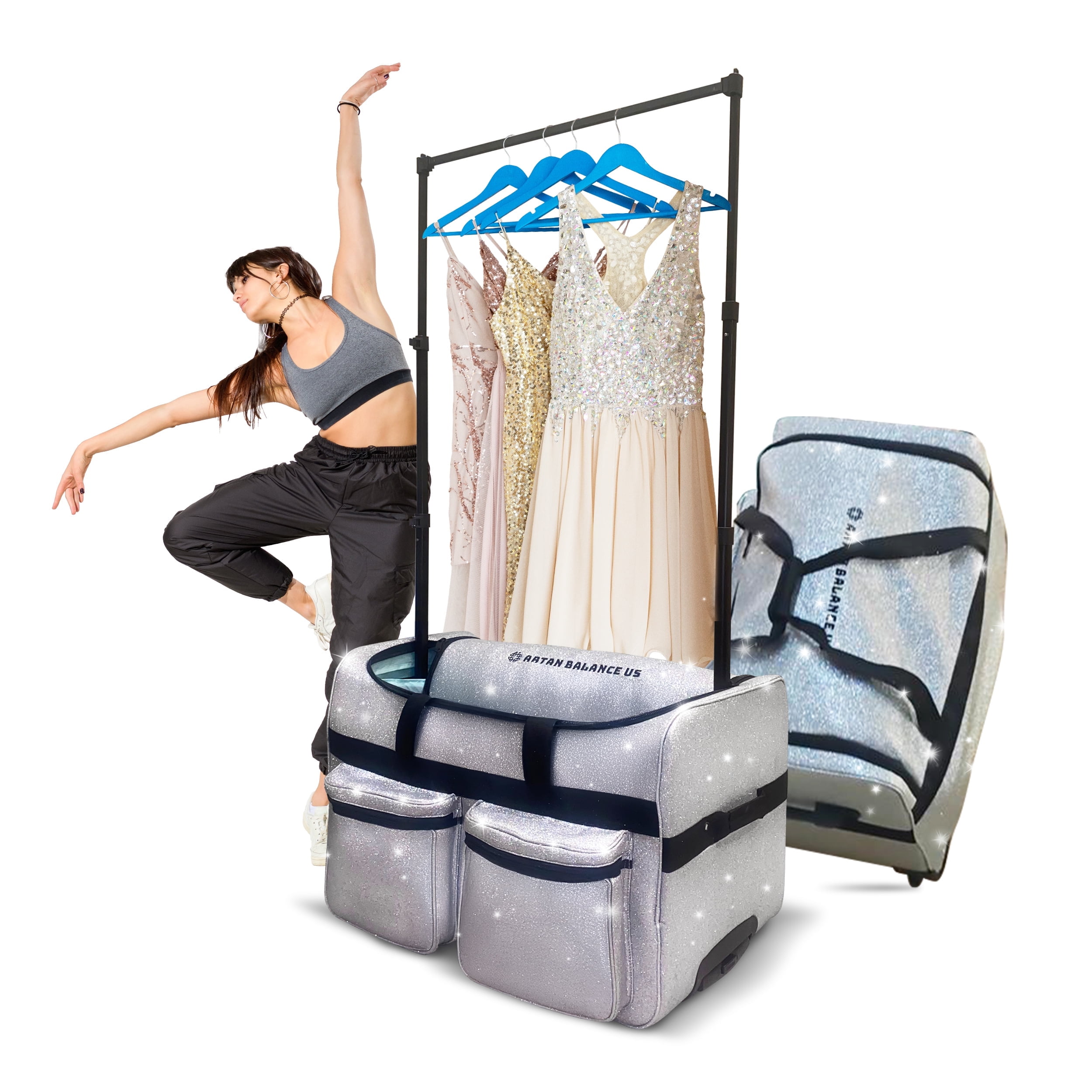 Artan Balance 28" Rolling Trolley Duffel Dance Bag with Garment Rack ...