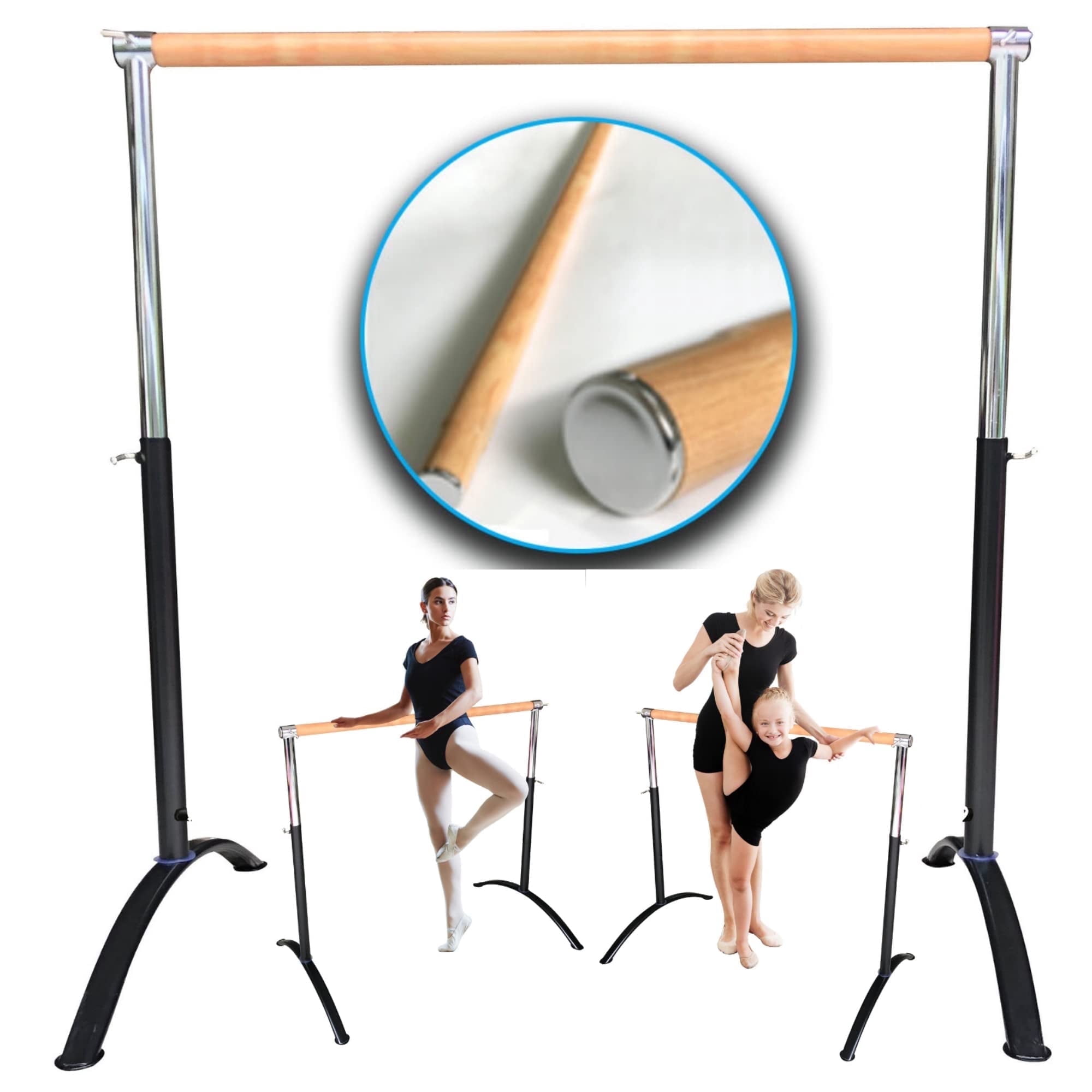 Artan Balance Ballet Barre with Adjustable Height - Curved Leg Single ...