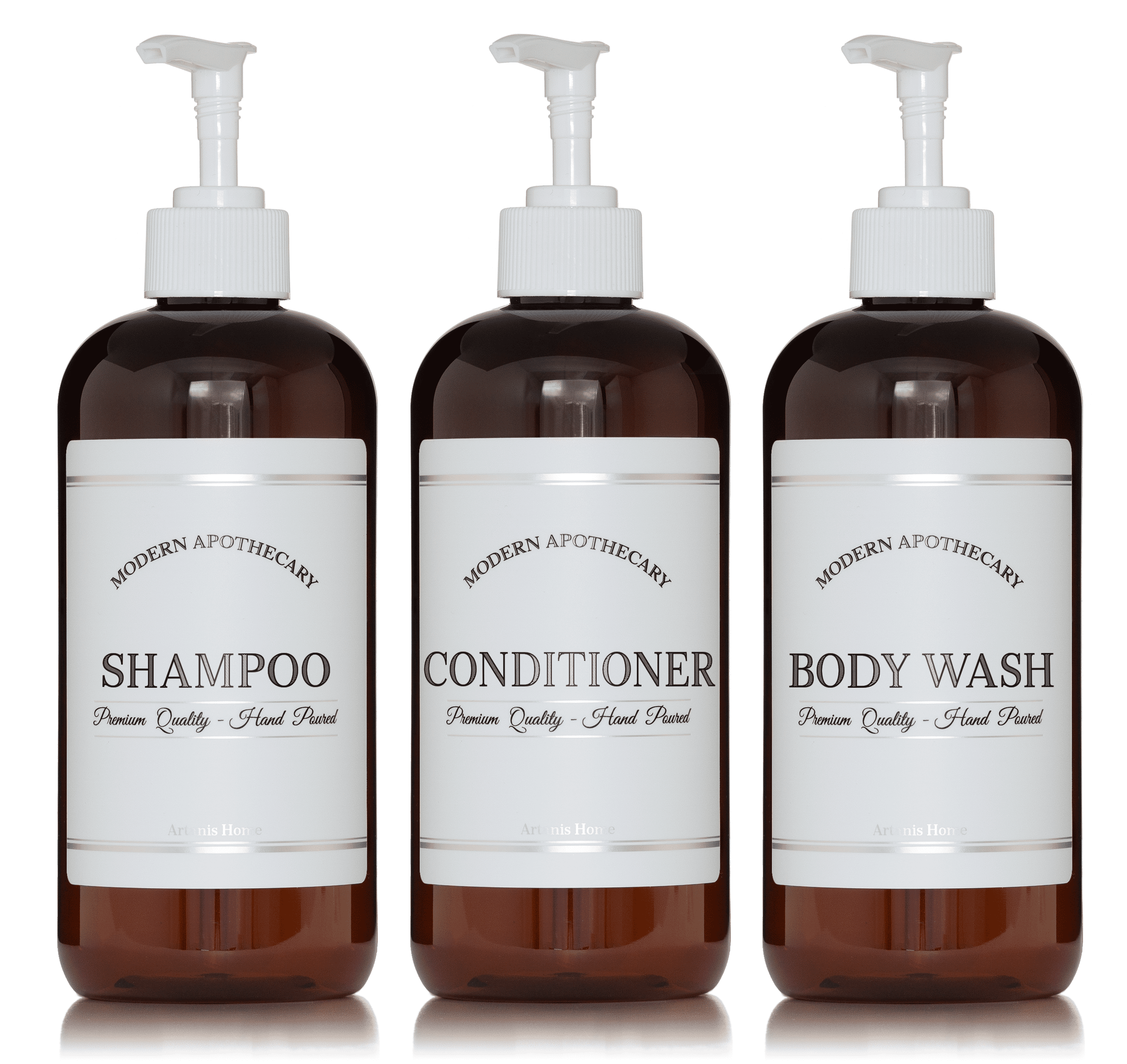 Artanis Home Amber Refillable Body Wash, Shampoo and Conditioner ...