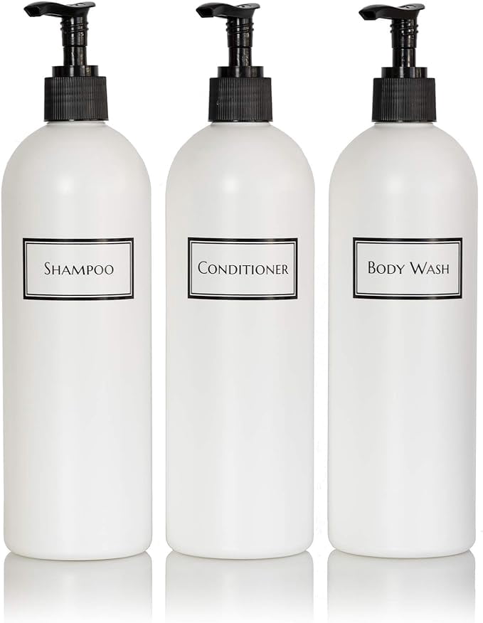Artanis Home Silkscreened Empty Shower Bottle Set for Shampoo ...