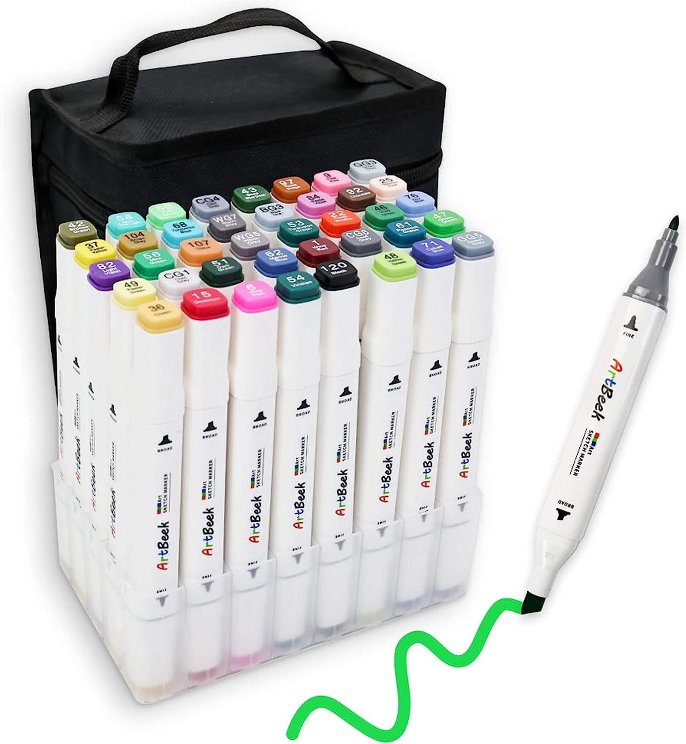 ArtBeek Alcohol Permanent Marker Package, Broad, Multicolor, 40 Pieces ...