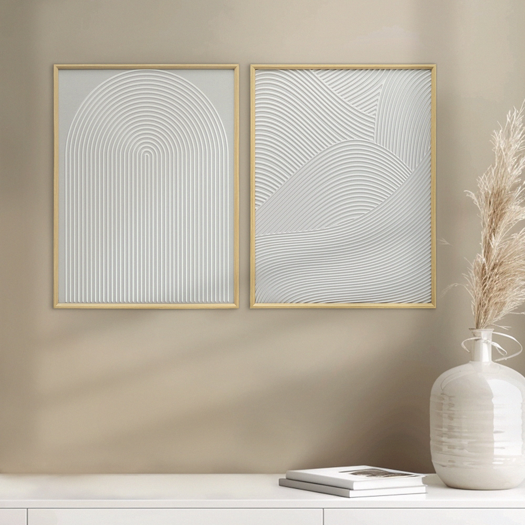ArtbyHannah 12x16 inch Set of 2 Minimalism Abstract Textured Wall Art ...