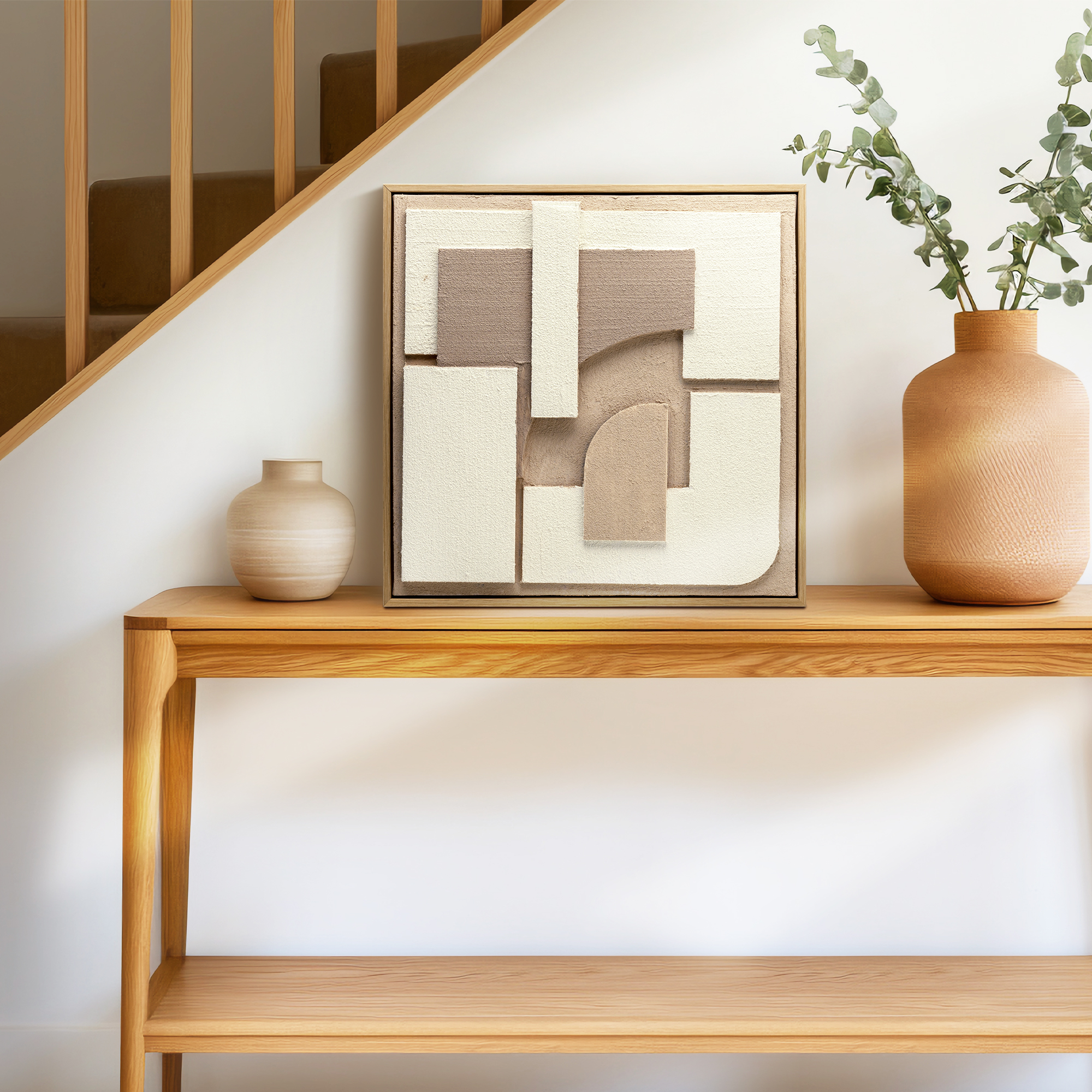 Yosemite Home Decor "Intricacy II" Glass Framed 3D Wall Art in Natural ...