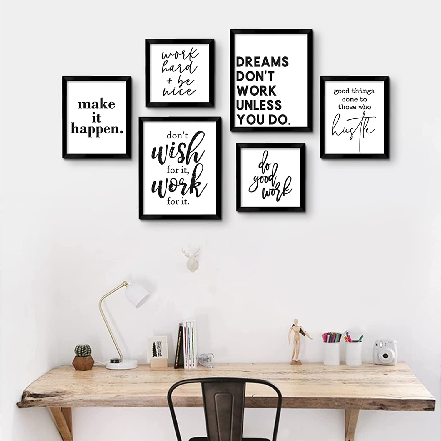 ArtbyHannah 6 Piece Black Framed Inspirational Artwork, Motivational ...