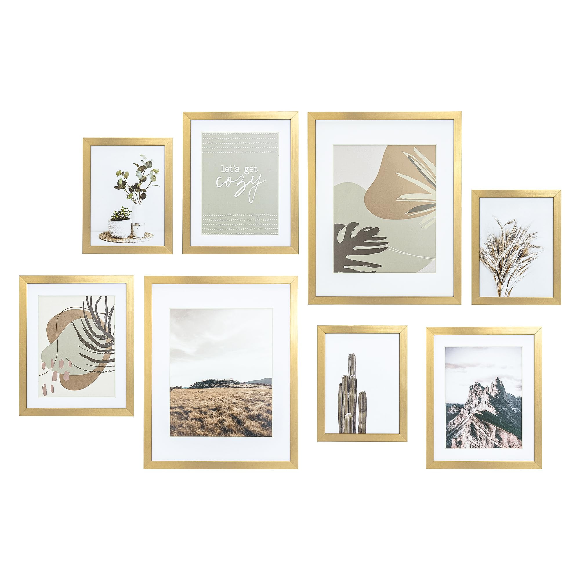 ArtbyHannah 8 Pack Modern Gallery Wall Frame Set, Gold Picture Frames ...