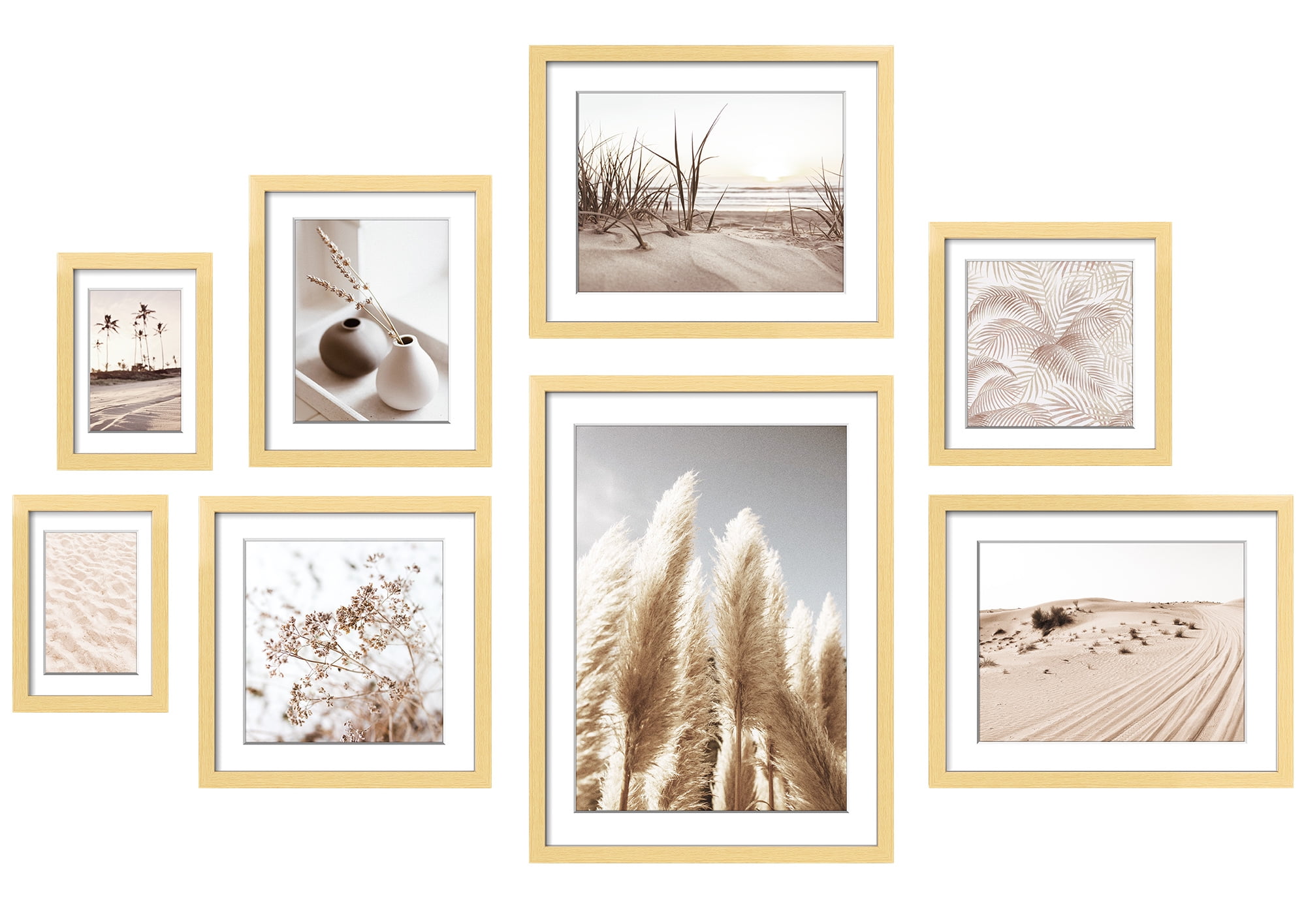 ArtbyHannah Neutral Gallery Wall Picture Frame Set of 8, Beach ...