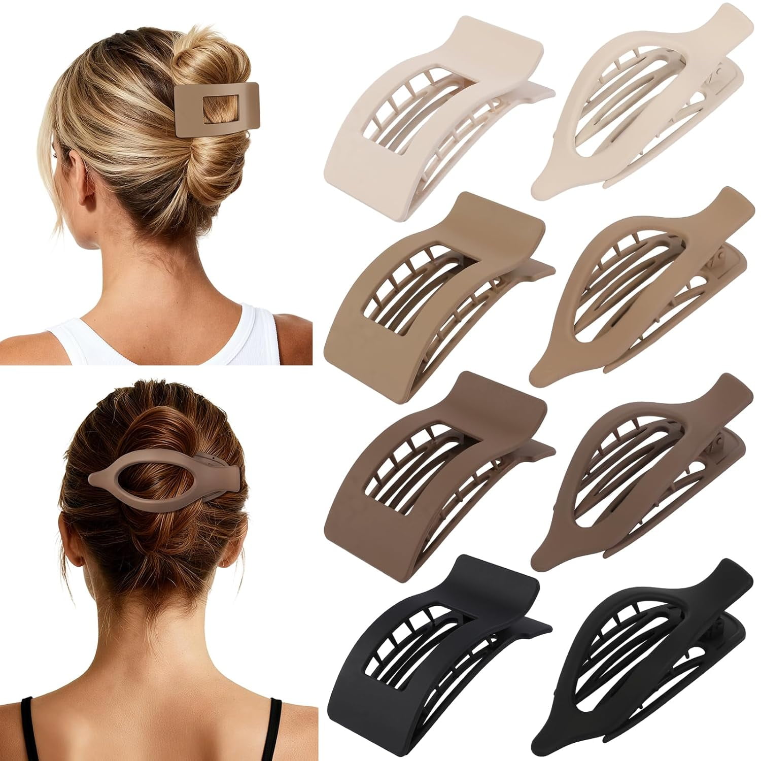 Artchita 8Pcs French Flat Hair Clips for Women 2 Styles Claw Clips for ...