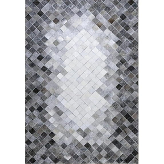 Artcore Handmade Patchwork Cowhide Modern Leather Area Rug, 3 Inch ...