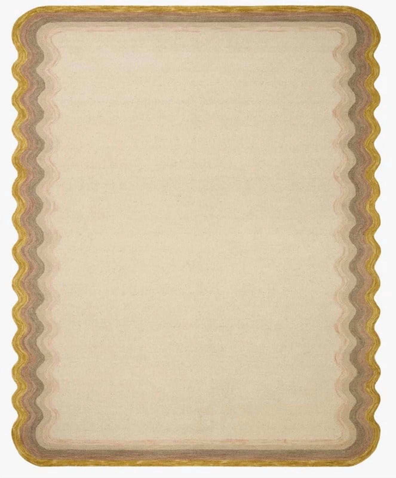 Artcore Rugs Hand tufted All Loop Scalloped bordered wavy Wool rug ...