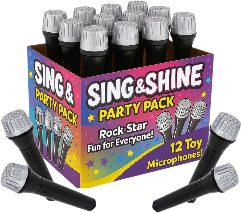 Artcreativity Plastic Toy Microphone Set of 12, 5.5 in. Kids Party ...