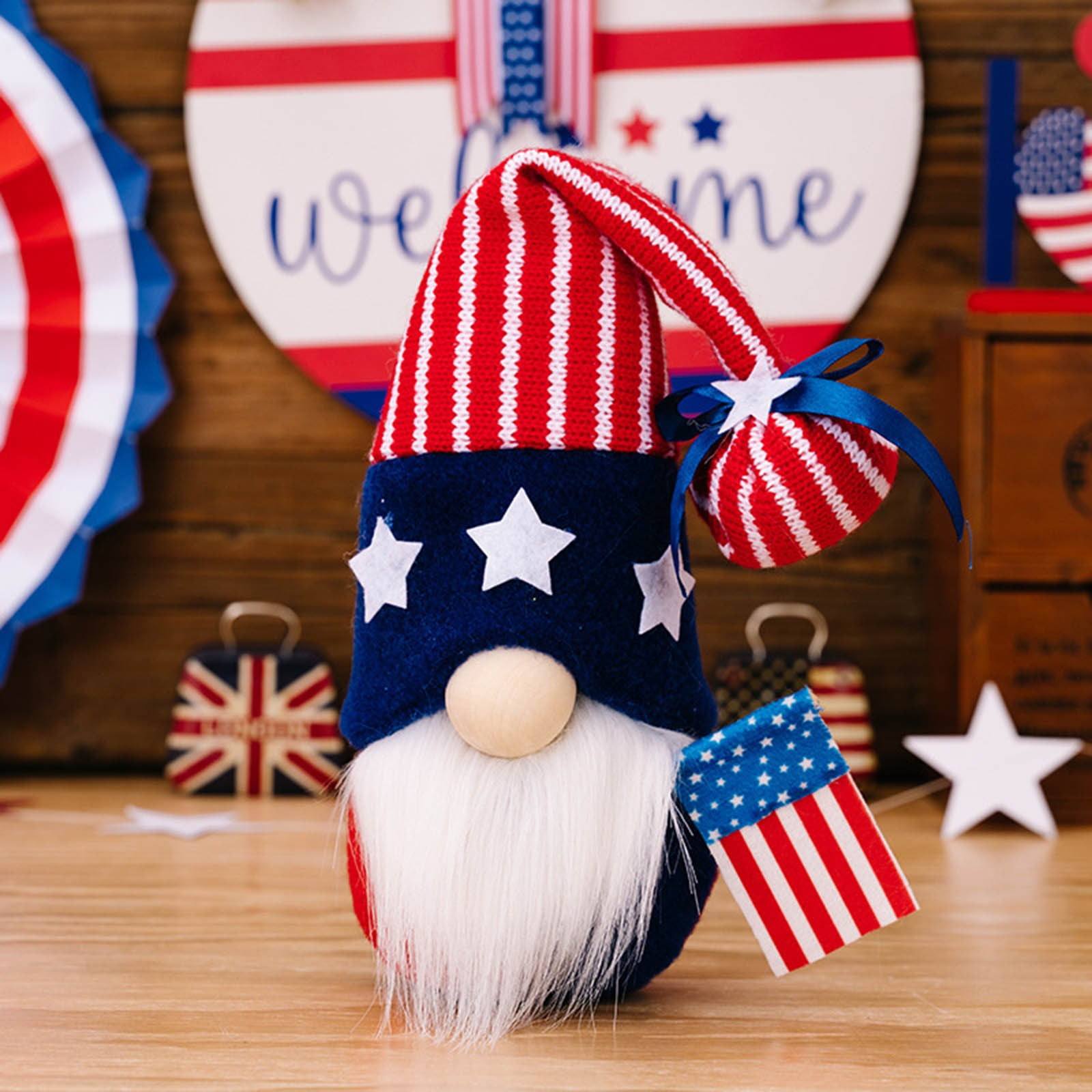 Artdorn 4th of July Gnomes Dolls under $10 New Knitted Cap Faceless Doll Flag Gnome Decoration ...