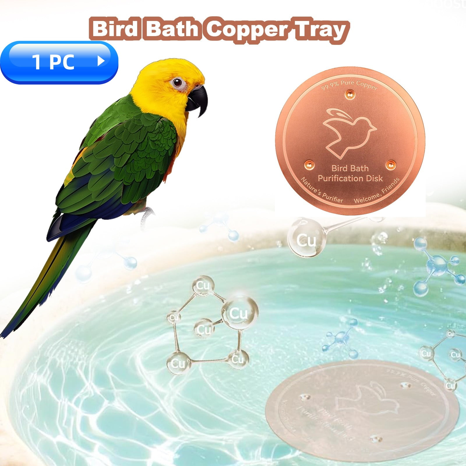 ArtechMan 1 Pcs Copper Bird Bath Purification Disk, 0.6mm Reinforced 99 ...