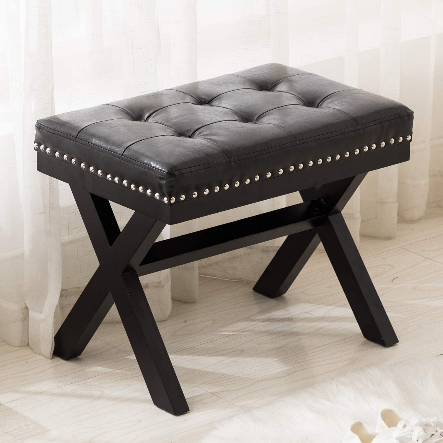 Artechworks PU Leather Upholstered Entryway Ottoman Bedroom Footstool ...