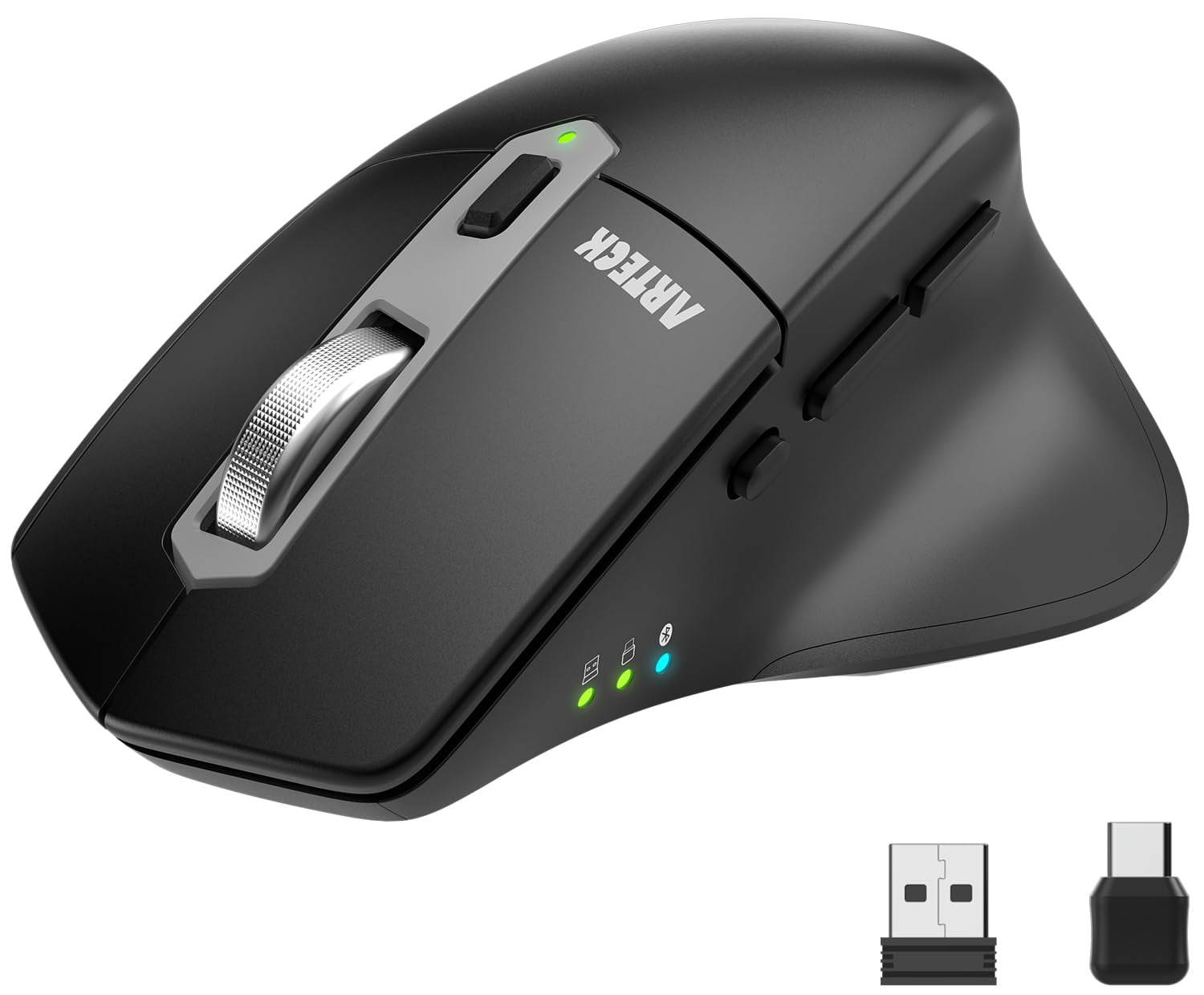 Arteck Multi-Device Wireless Bluetooth Mouse with Nano USB-A, USB-C ...