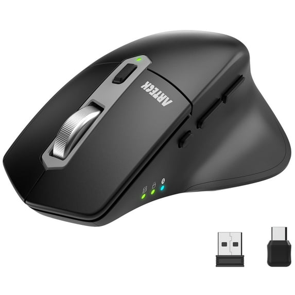 Arteck Multi-Device Wireless Bluetooth Mouse with Nano USB-A, USB-C ...