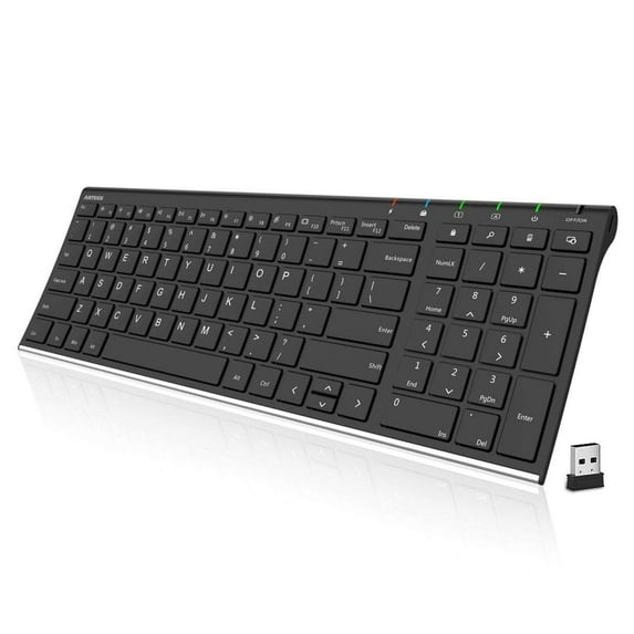 Arteck USB Wireless Keyboard Stainless Steel Ultra Slim Keyboard with ...