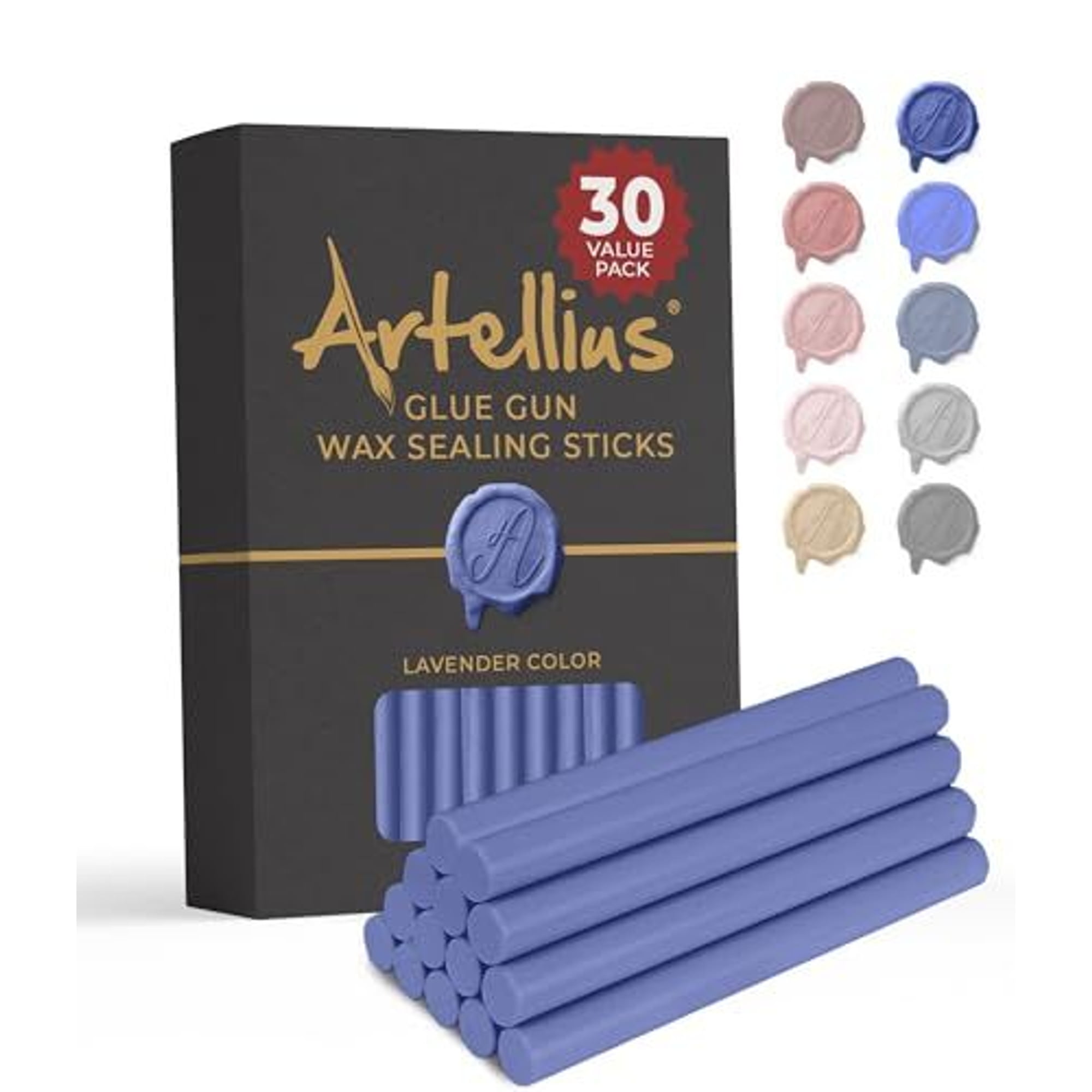 Artellius Premium Sealing Wax Sticks (Bulk 30 Pack) Wax Seal Glue Gun ...