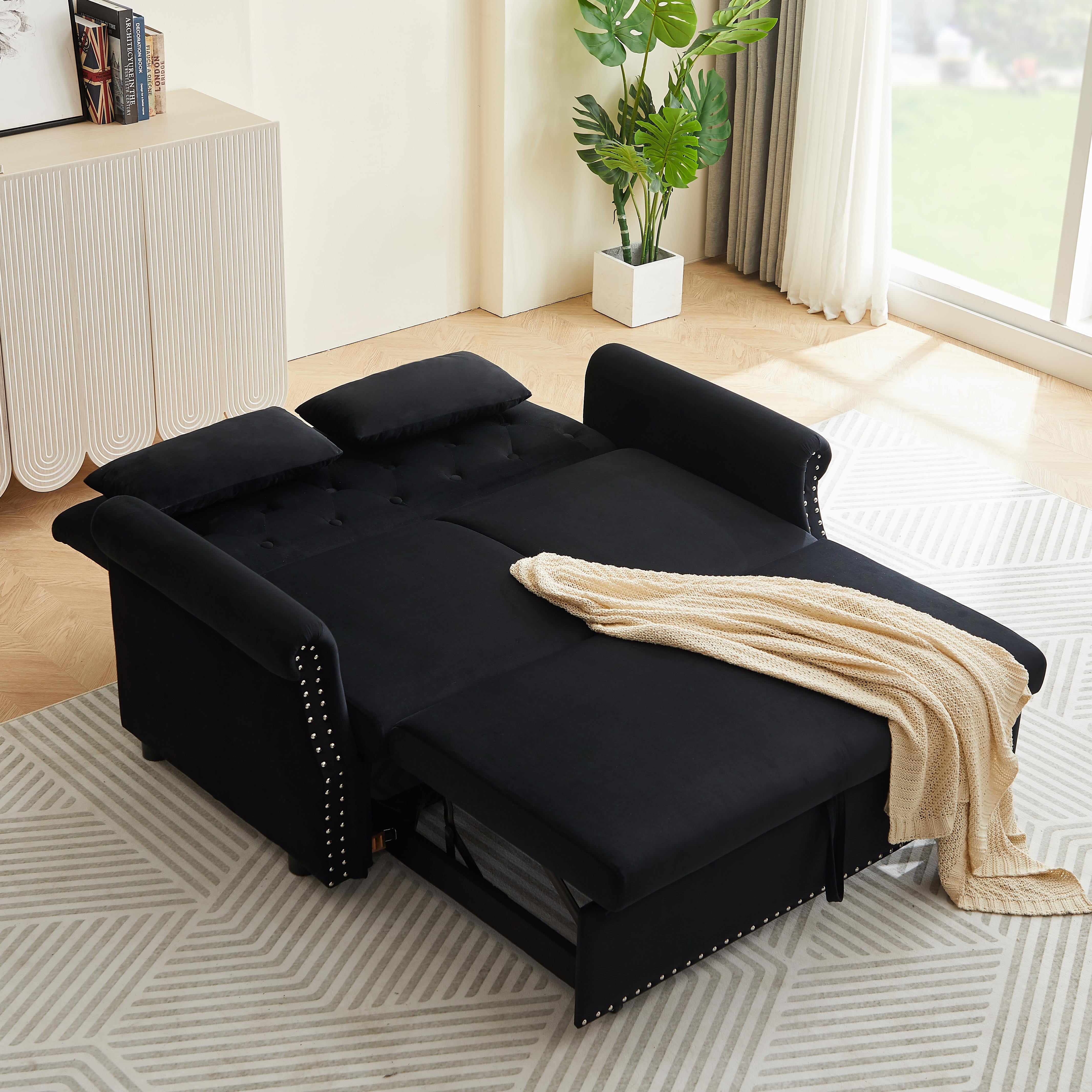 Artemax 55'' Modern Shiny Velvet Convertible Loveseat Sleeper Sofa ...