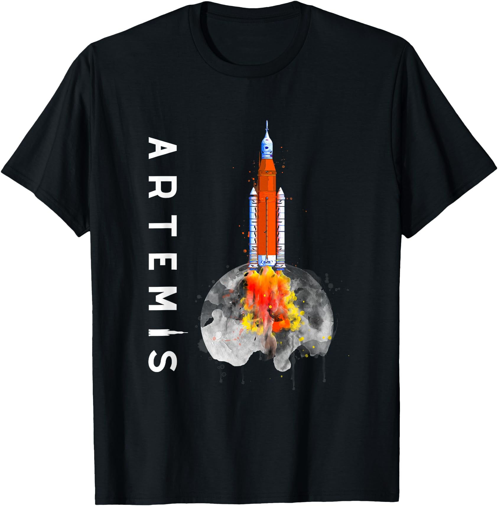 Artemis 1 SLS Rocket Launch Mission To The Moon And Beyond T-Shirt,Dark ...