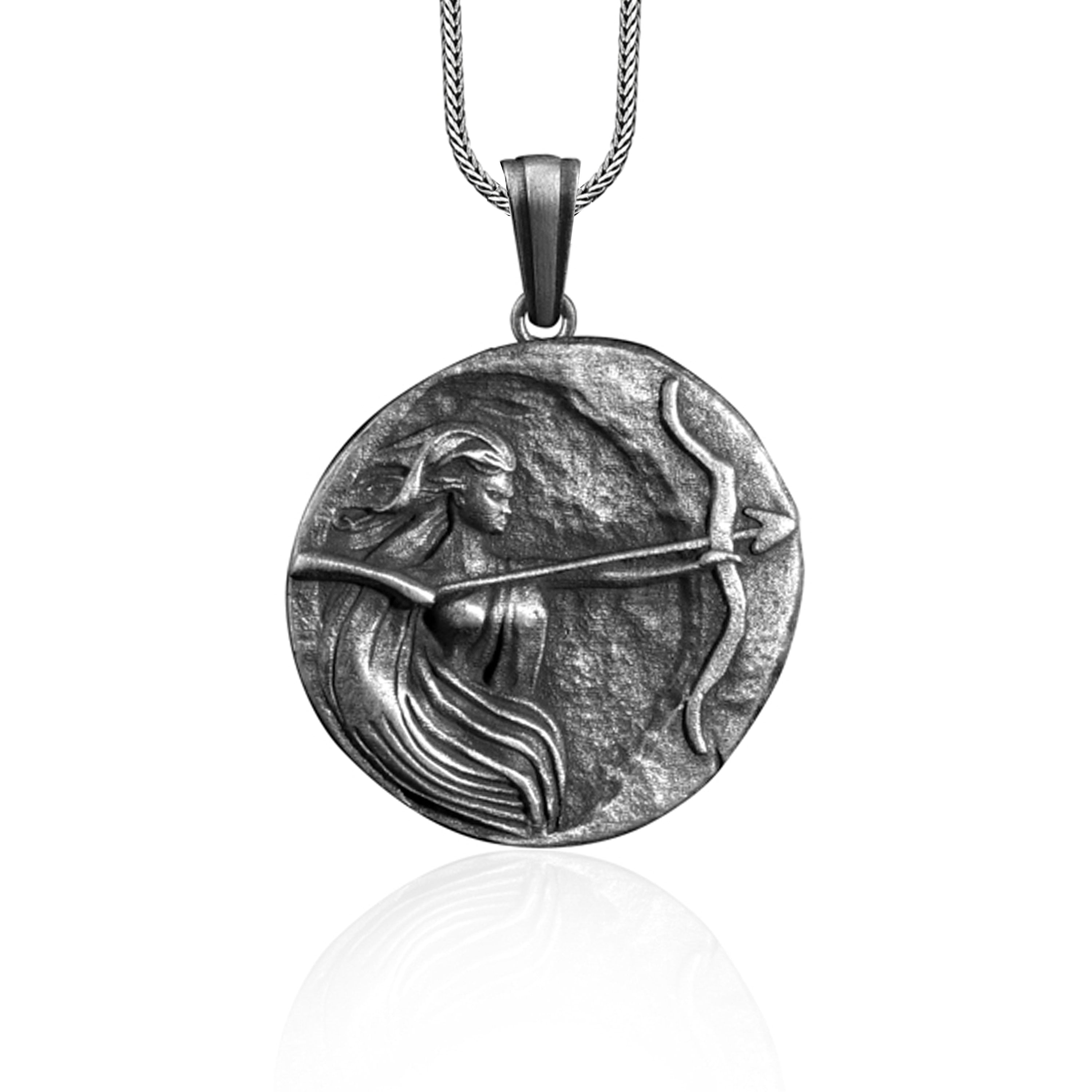 Artemis Charm Necklace in Sterling Silver, Collectable Medallion ...