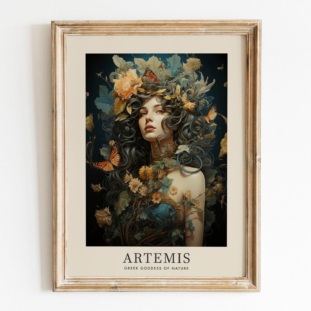 Artemis Greek Goddess Of Nature, Chromolithograph Style, Wall Art ...