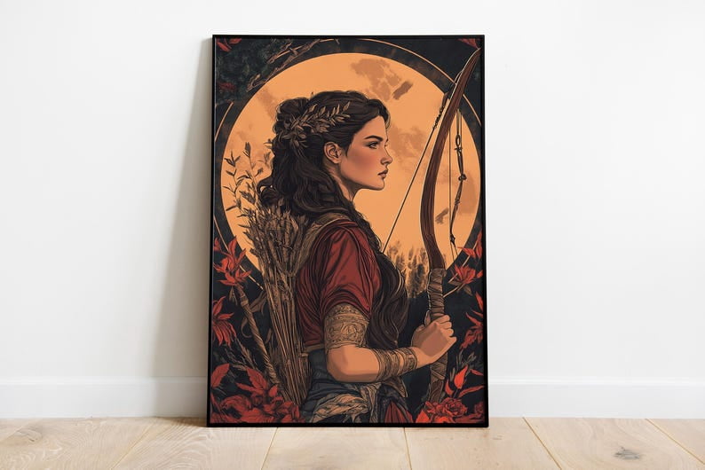 Artemis Greek Goddess Wall Art Depicting the Huntress of Mythology ...