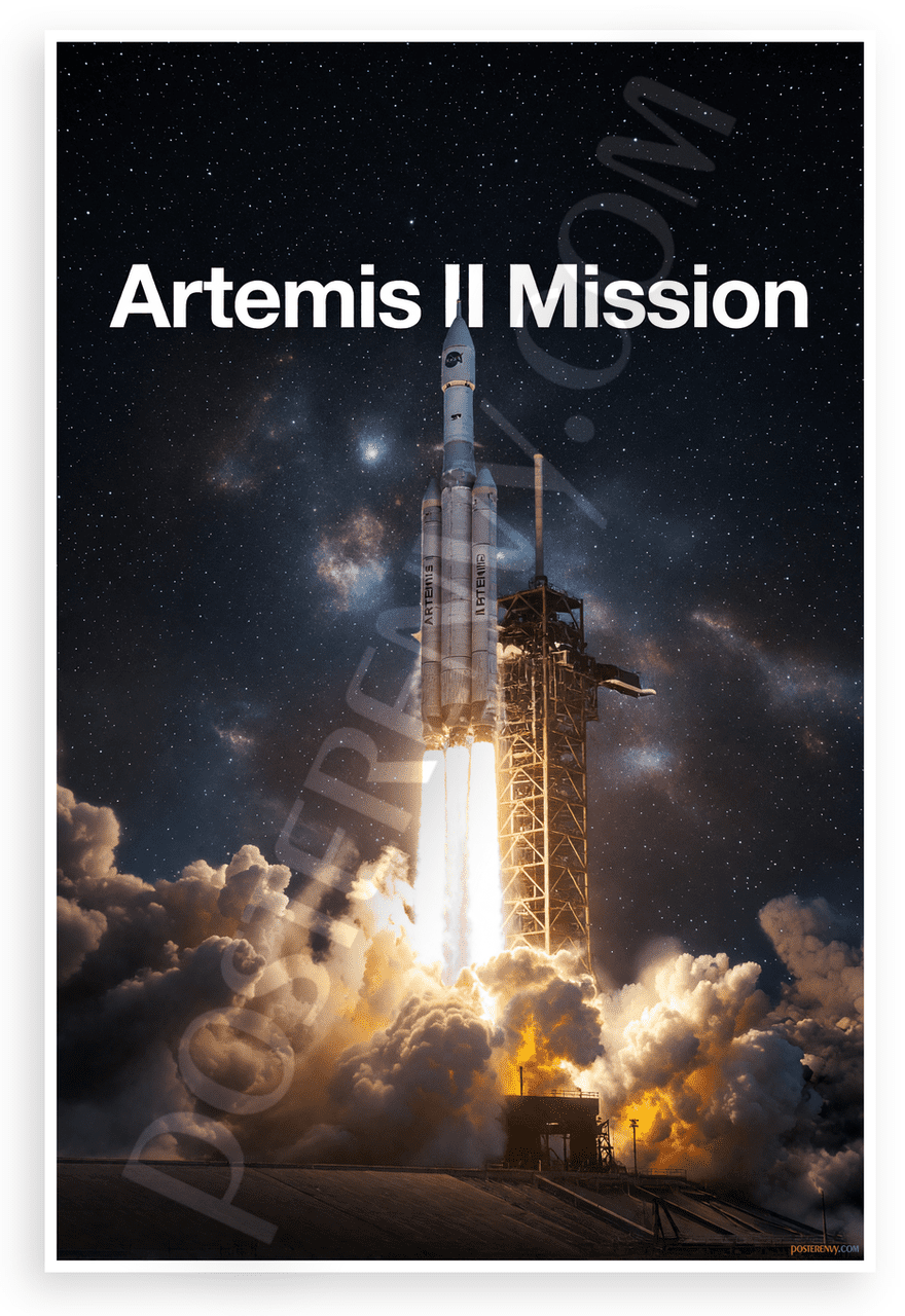 Artemis II Mission NASA SLS Rocket Launch Night Sky 12x18 US Made ...
