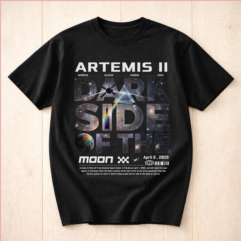 Artemis II Moon Shirt Lunar Mission 2026 Astronomy Graphic Tee Dark ...