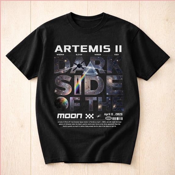 Artemis II Moon Shirt Lunar Mission 2026 Astronomy Graphic Tee Dark ...