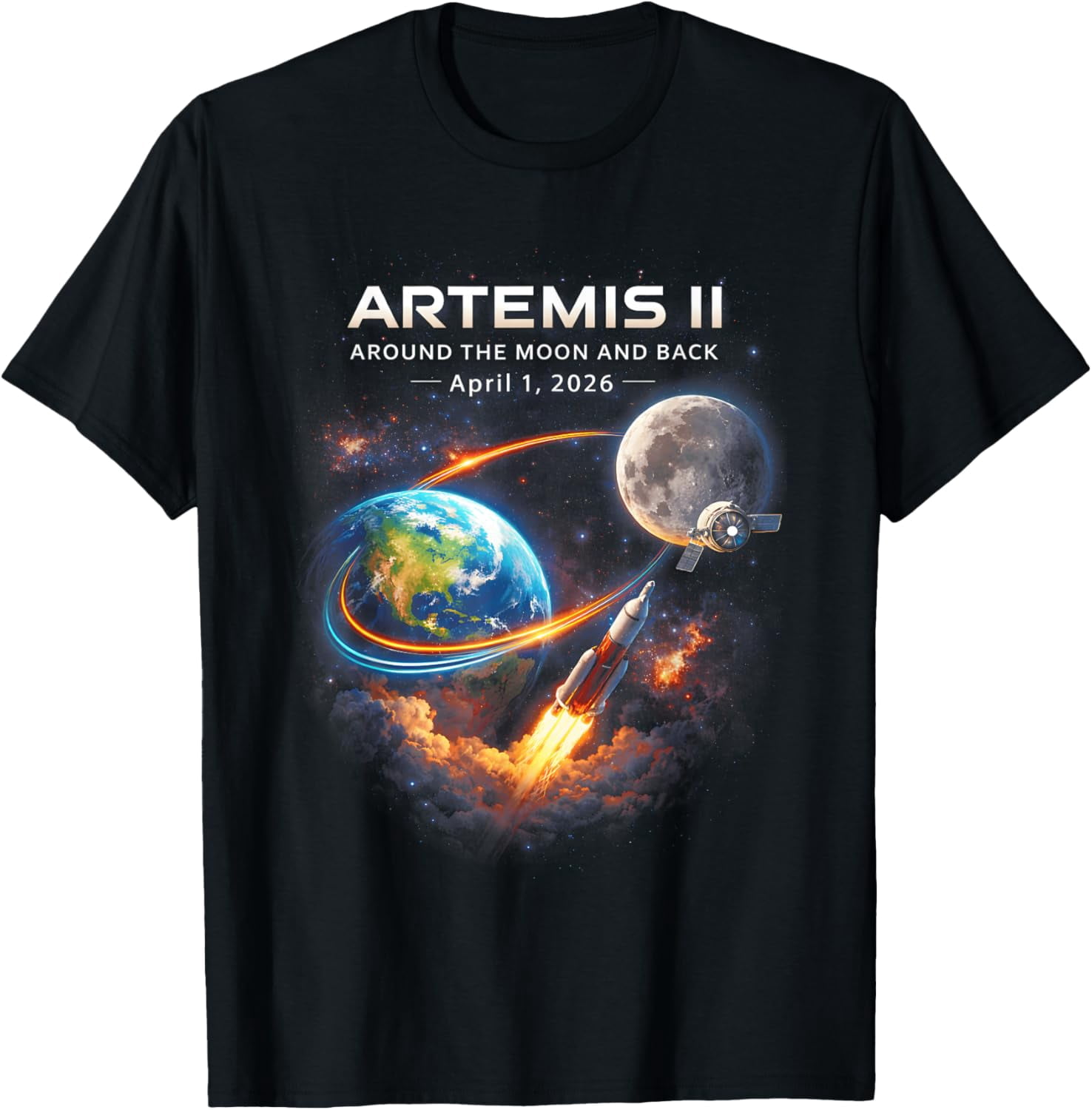 Artemis II Rocket Space Launch Back to The Moon Mission 2026 T-Shirt ...