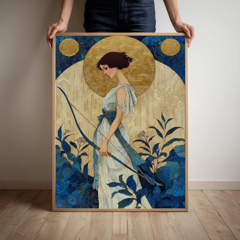 Artemis Moon Goddess Wall Art Depicting Greek Mythology Huntress Energy ...
