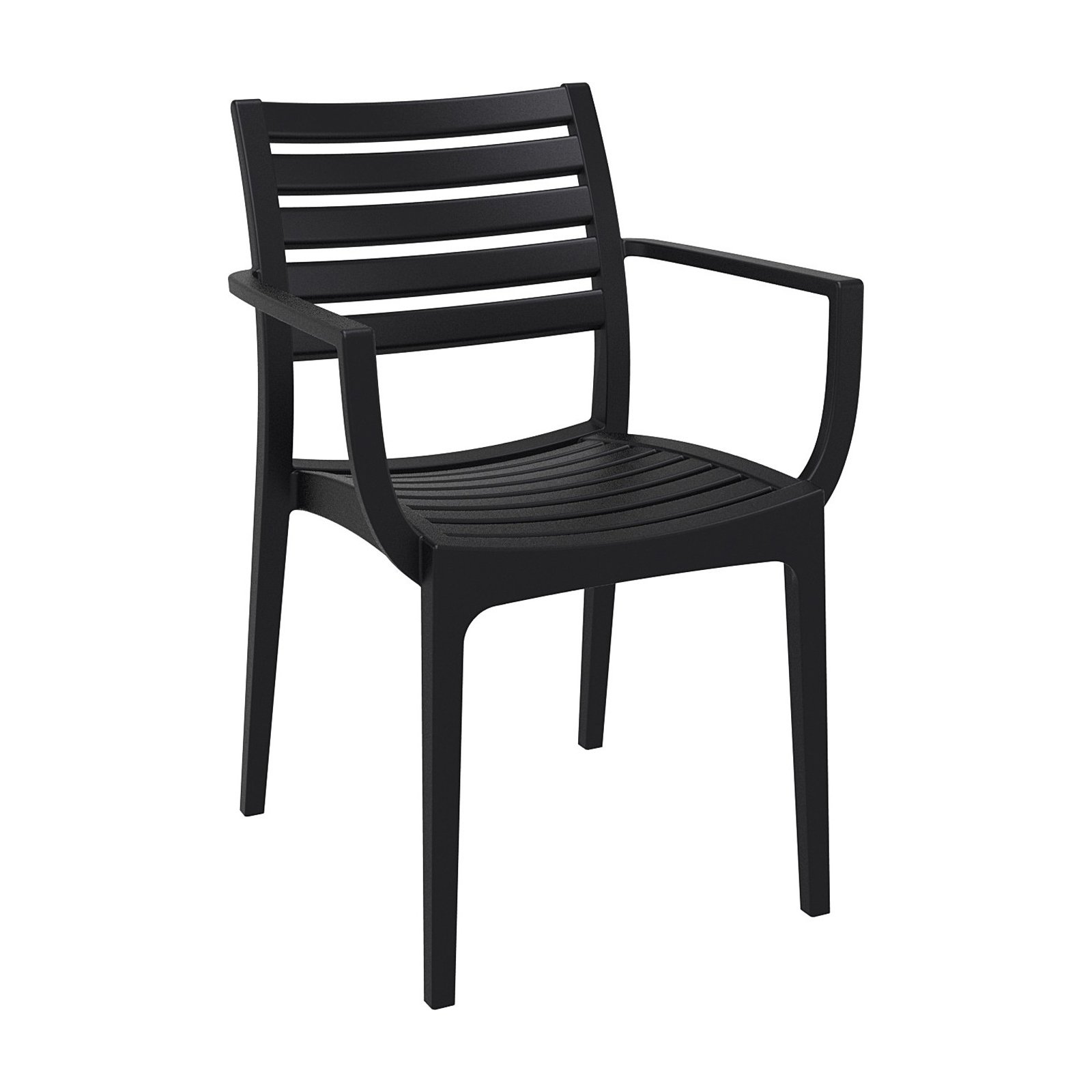 Artemis Modern Outdoor Stackable Dining Arm Chair, Set of 2 - Black ...