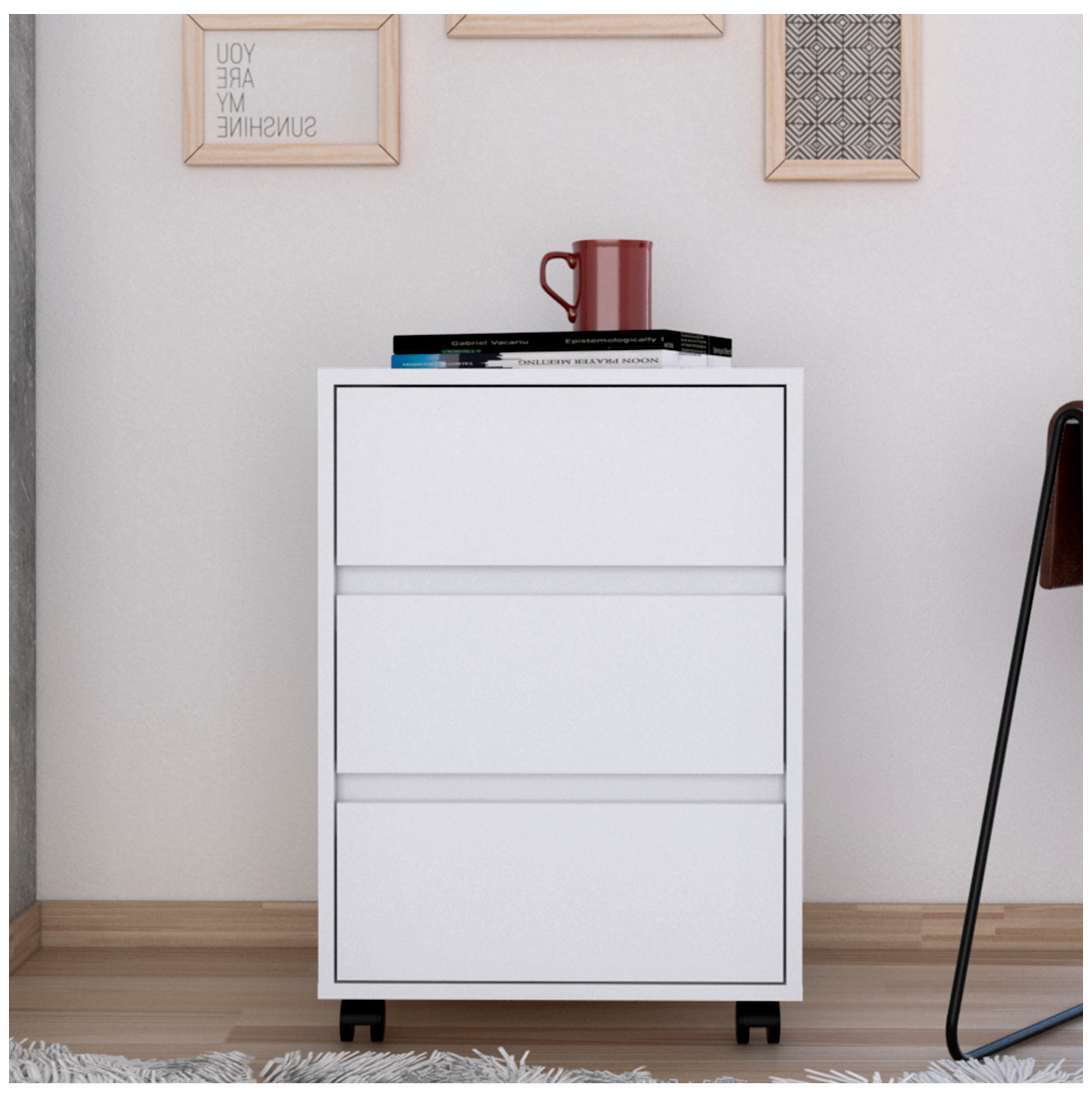 Artemisa Filing Cabinet 3 Drawer - White Office Storage Cabinet with ...