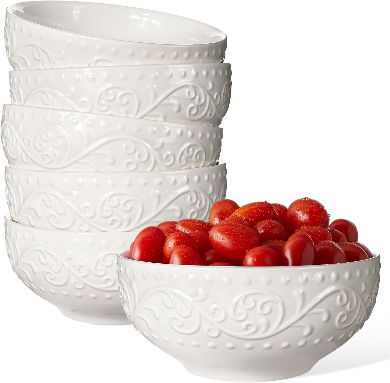 Artena Cereal Bowls 26 OZ, Ceramic Soup Bowls For Kitchen, Embossment ...