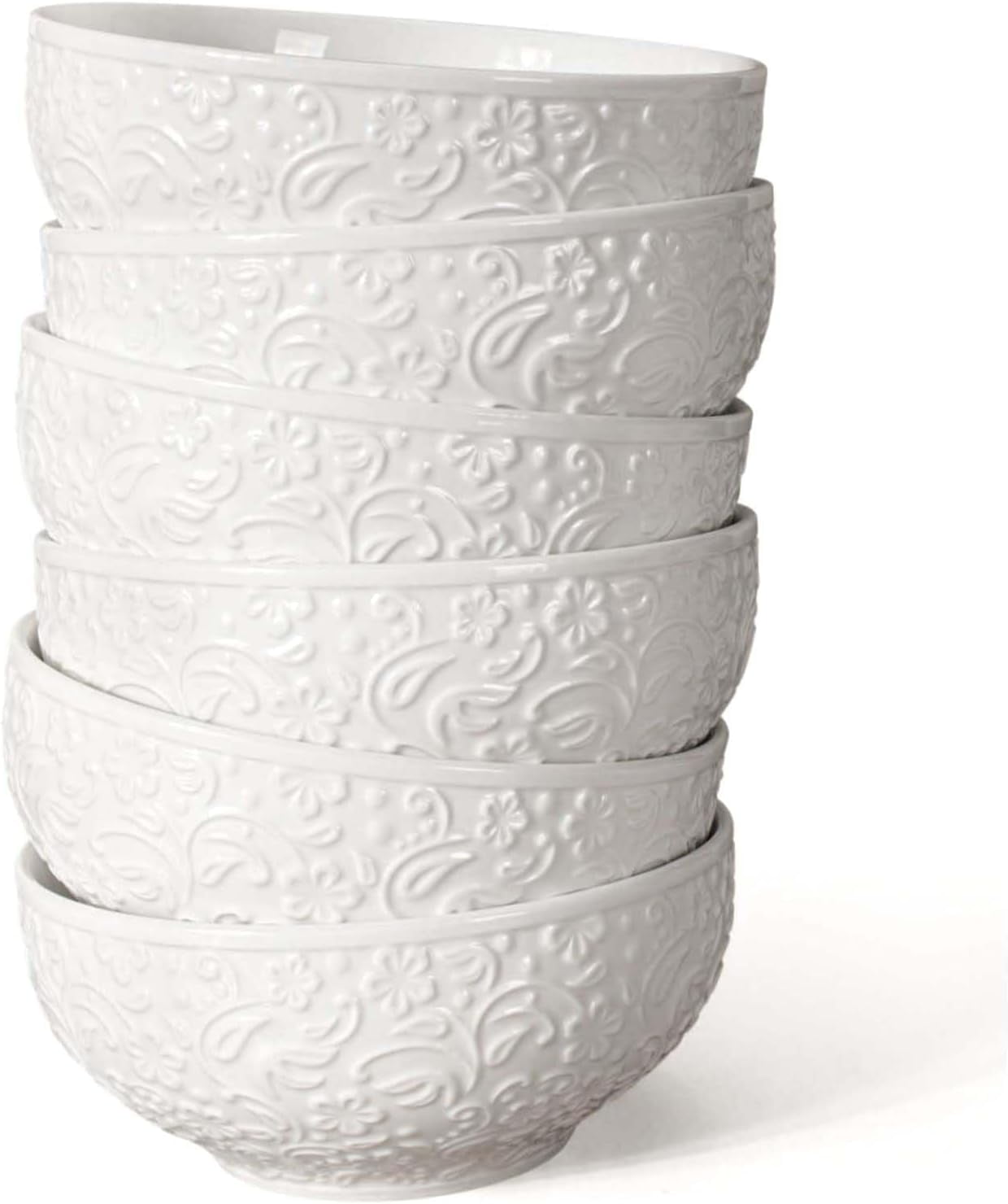 Artena Cereal Bowls 26 OZ, Ceramic Soup Bowls For Kitchen, Embossment ...